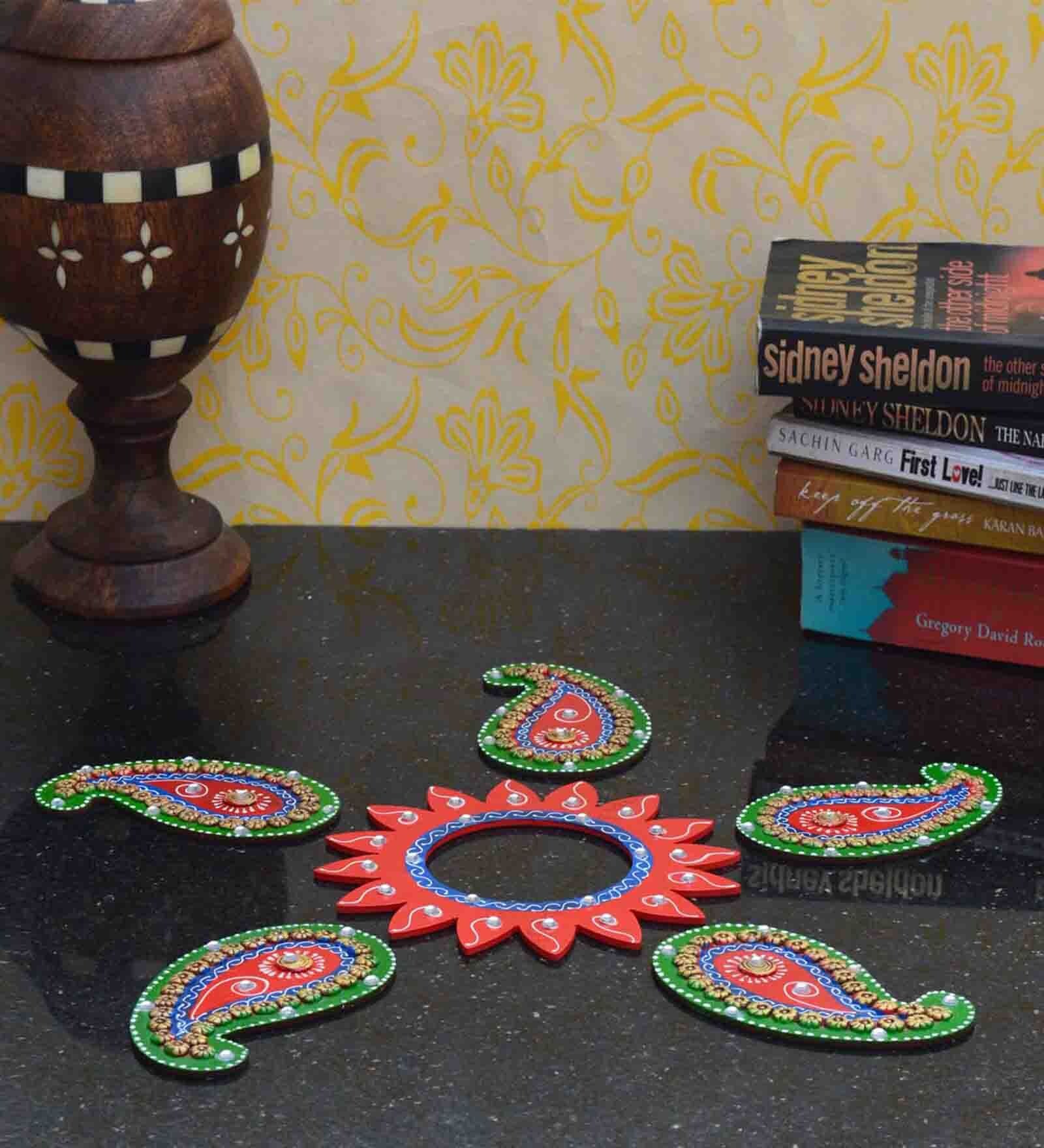 Buy Green Decorative Floor Rangoli Keri Design By Ecraftindia at 25% ...