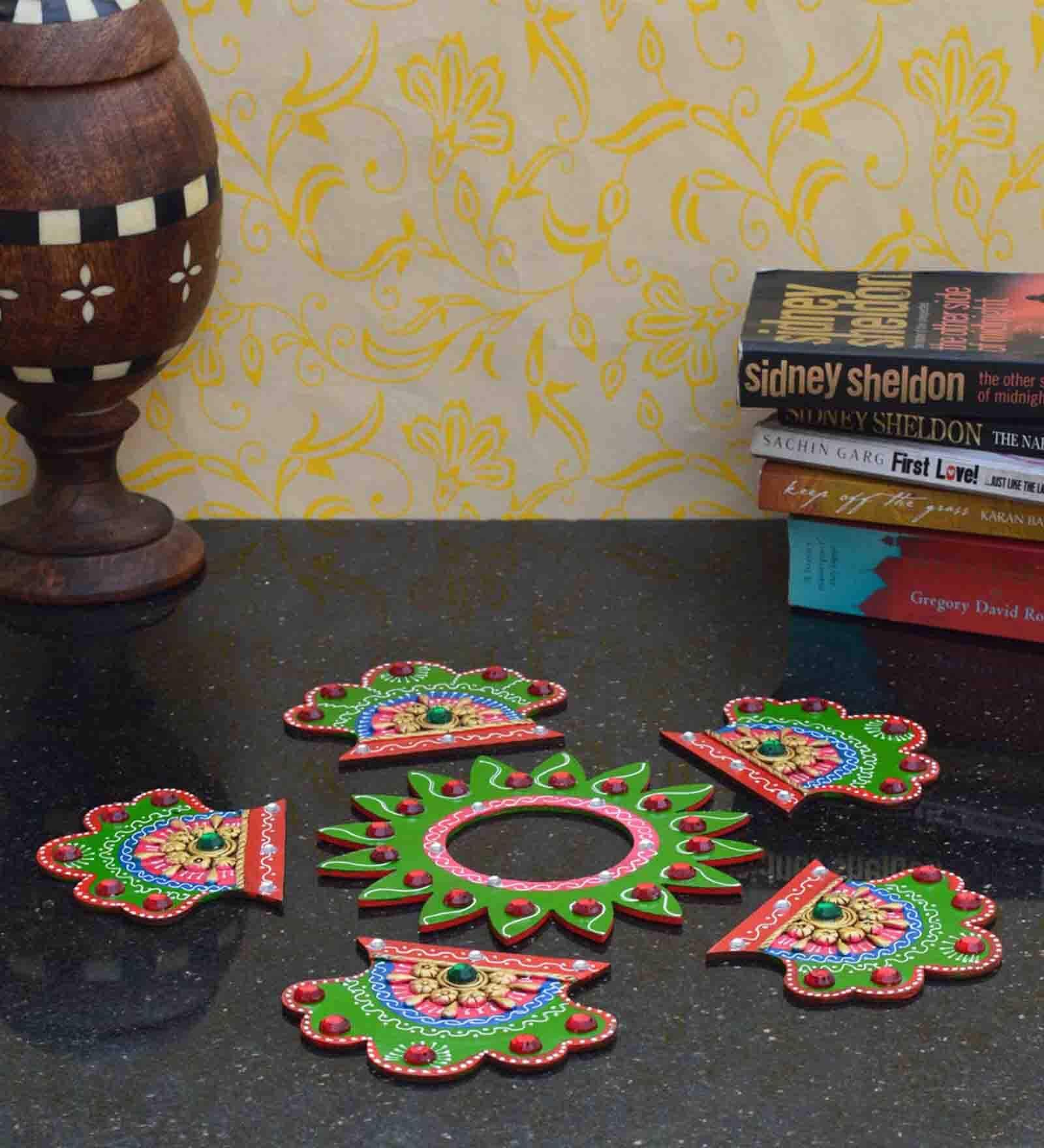 Buy Green Decorative Floor Rangoli Pankhi Design at 44% OFF by ...