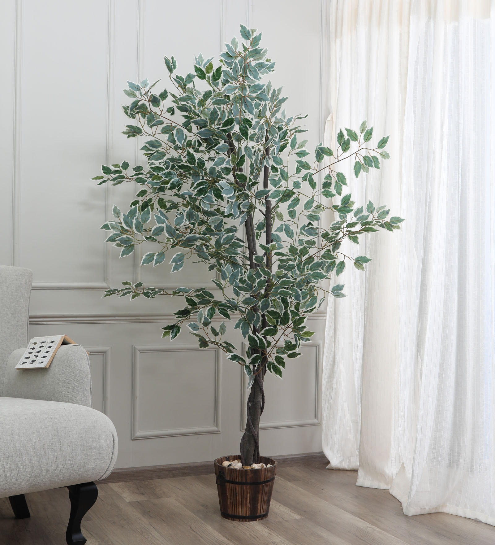 Buy Green Fabric Artificial Bushy Real Touch Ficus Plant without Pot by ...