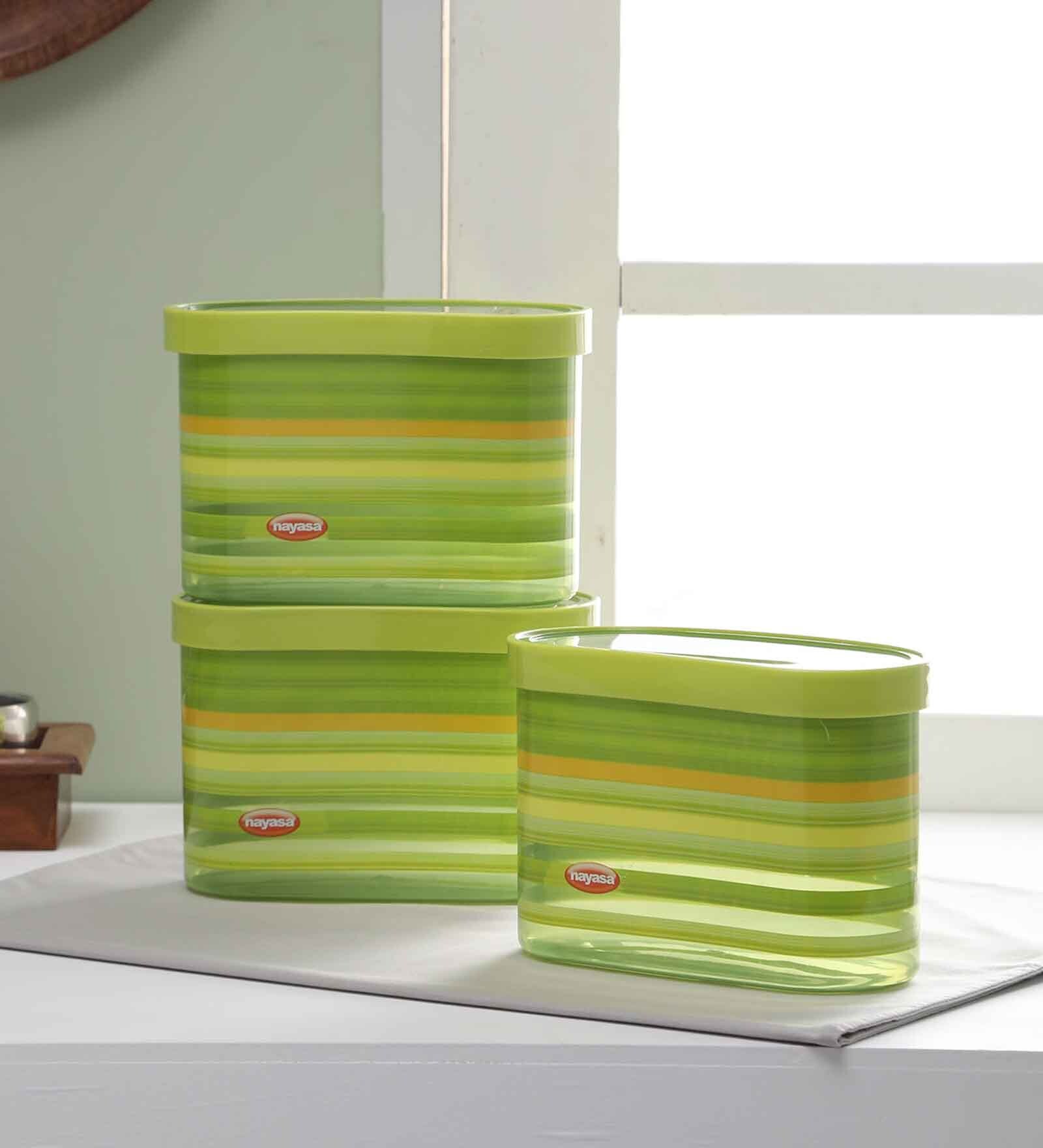 Buy Green Fusion Oval Plastic Container (Set of 3) by Nayasa at 32% OFF ...