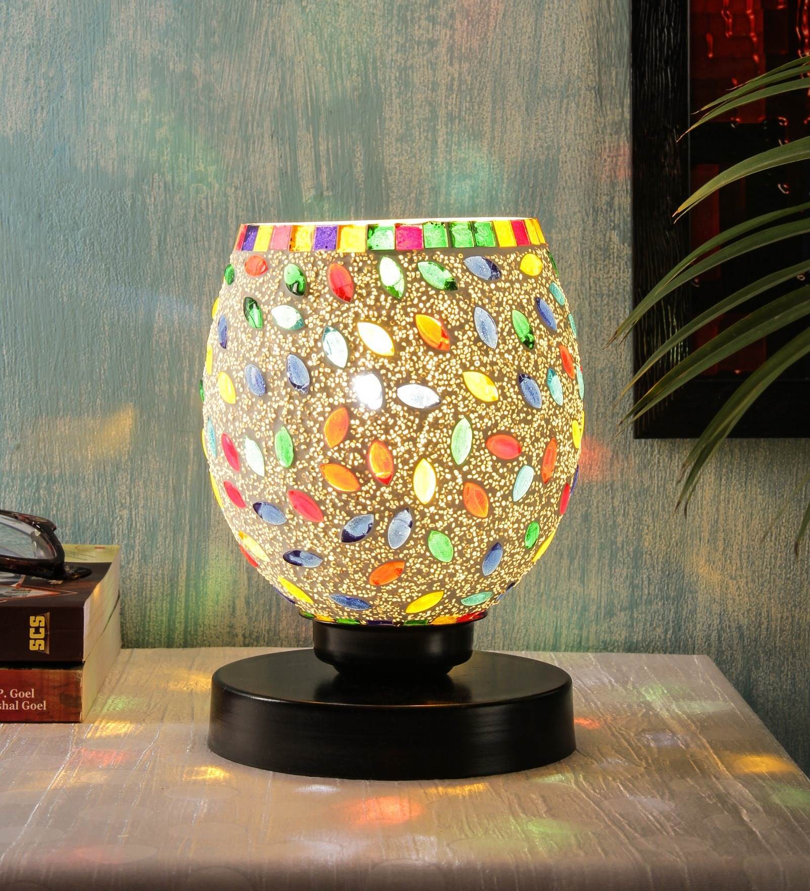 Buy Henry Multicolour Glass Shade Table Lamp With Metal Base at 55% OFF ...