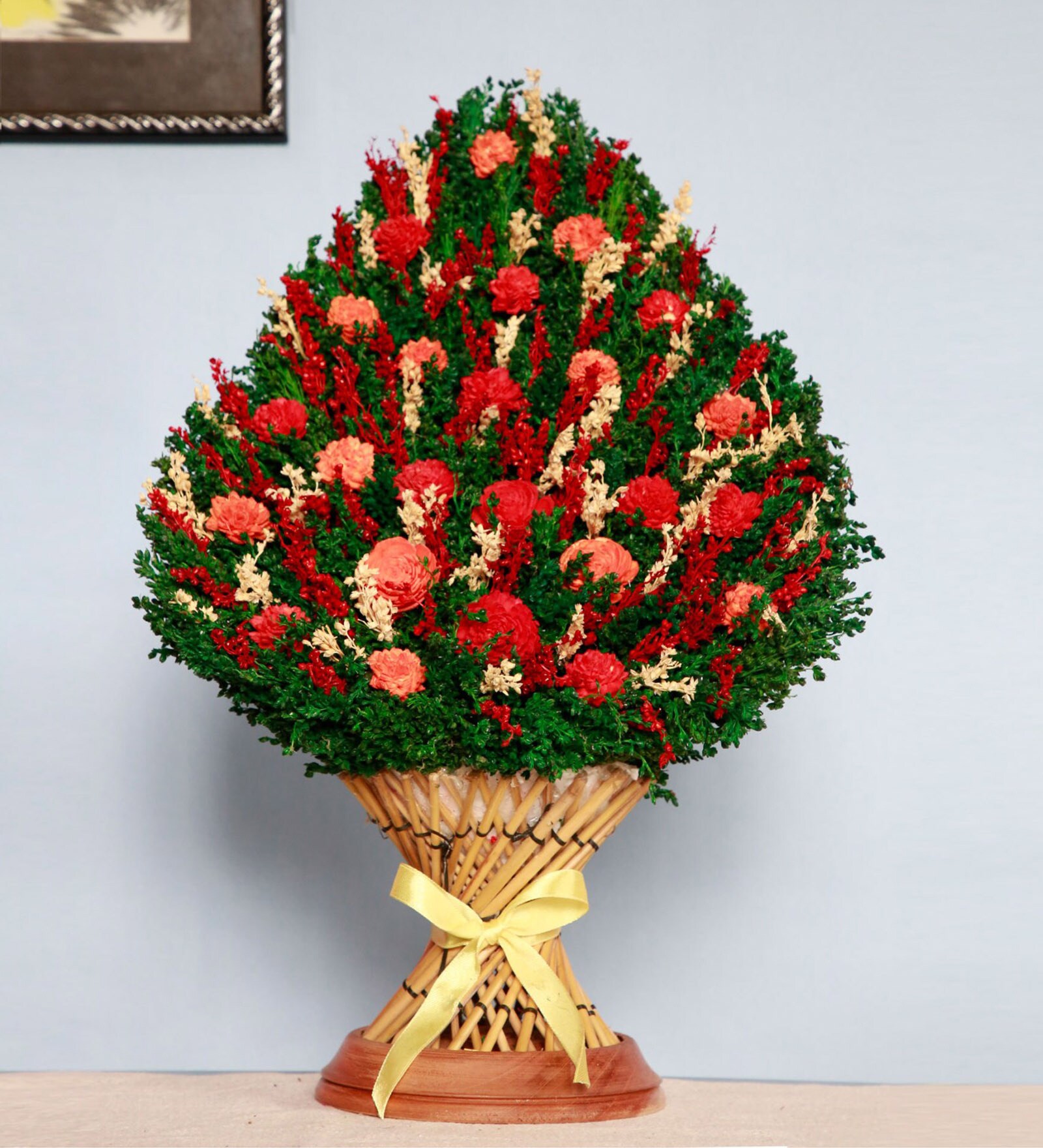 Buy Green Medium Inverted Heart Shaped Sola Flower Arrangement On A ...