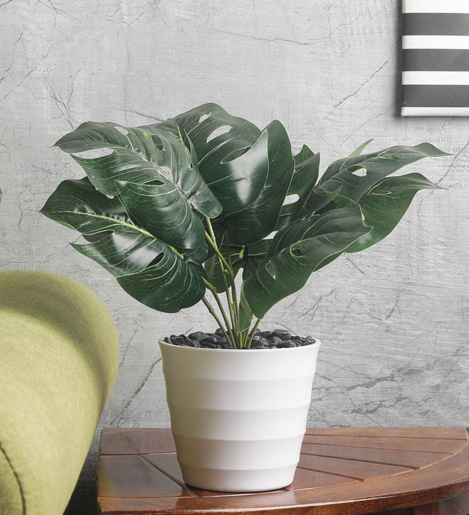 Buy Plastic Green And Blend 9 Large Leaves Money White Melamine Pot ...