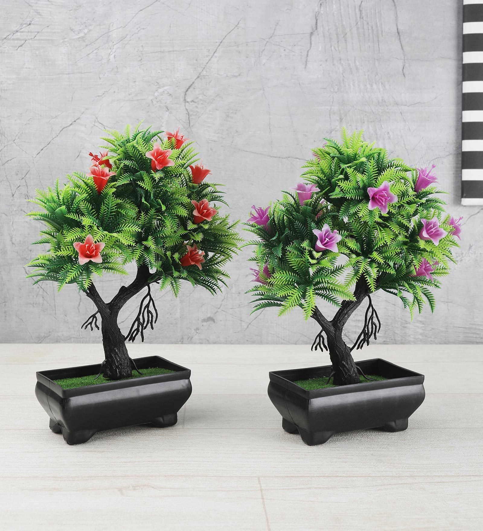 Buy Green Plastic and Polyester Blend Combo of 2 Artificial Y Shaped ...