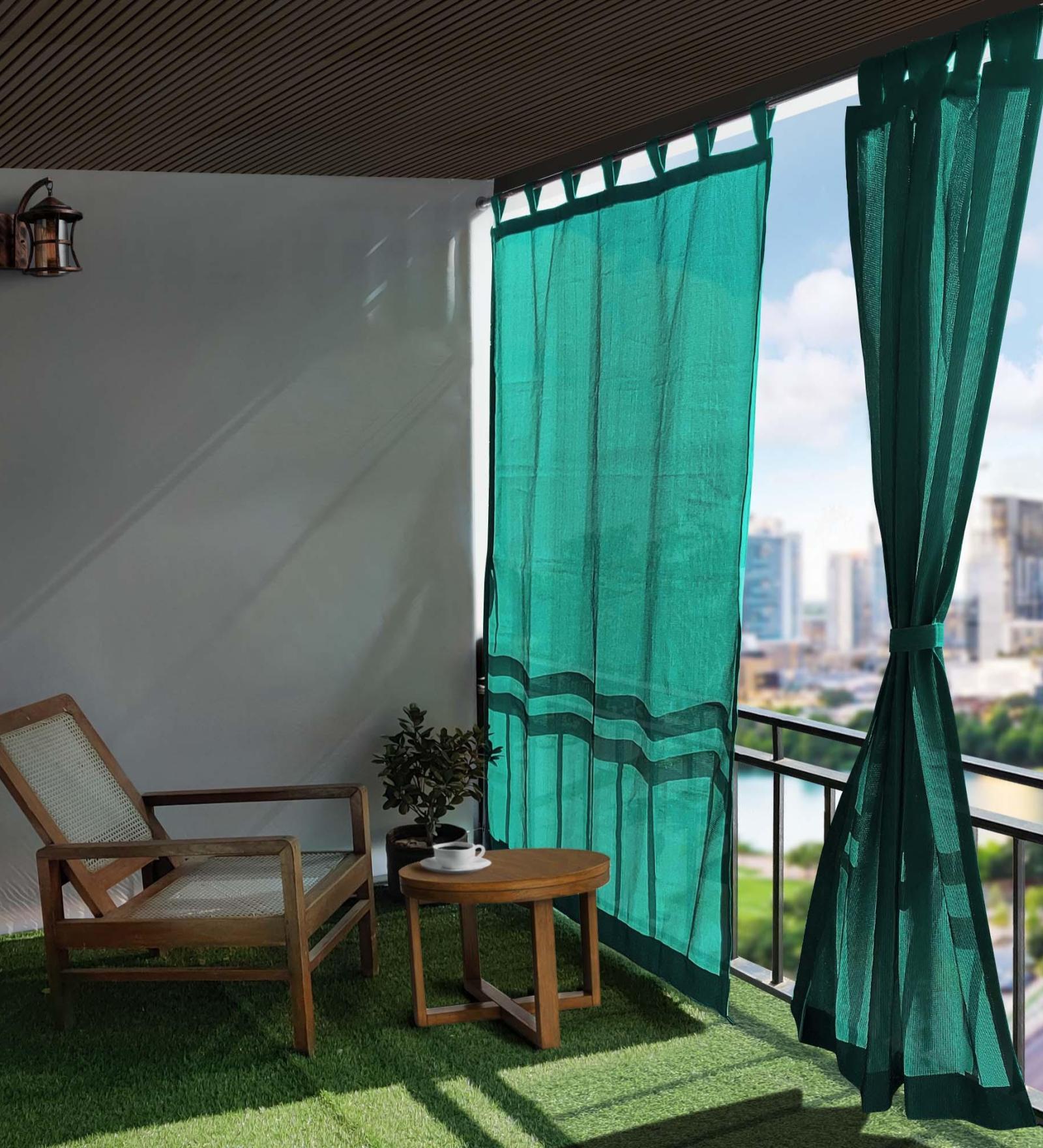 Buy Green Polypropylene Solid 5ft Semisheer Fabric Loops Window ...