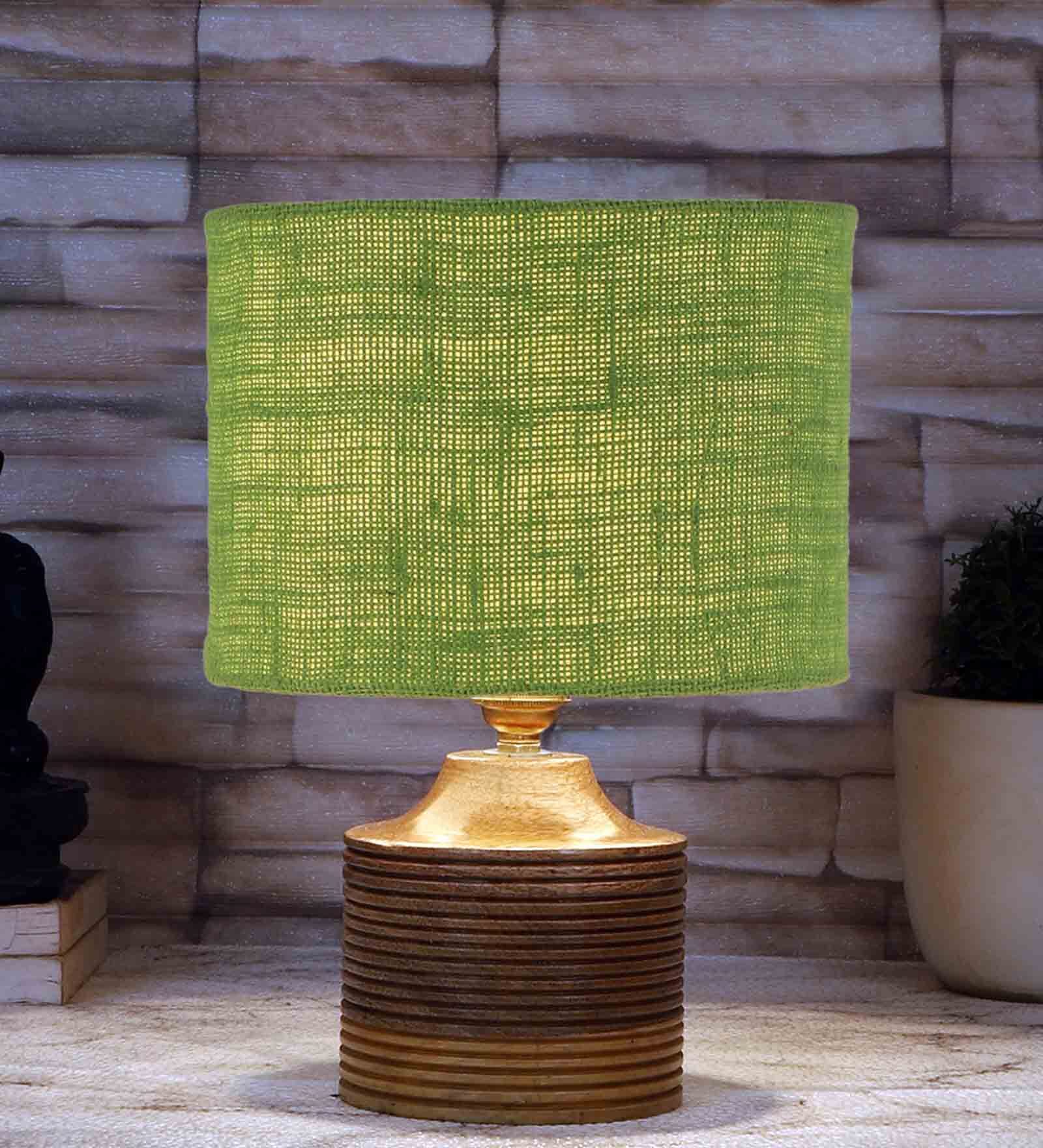 Buy Green Shade Table Lamp With Wood Base By New Era at 34% OFF by New ...