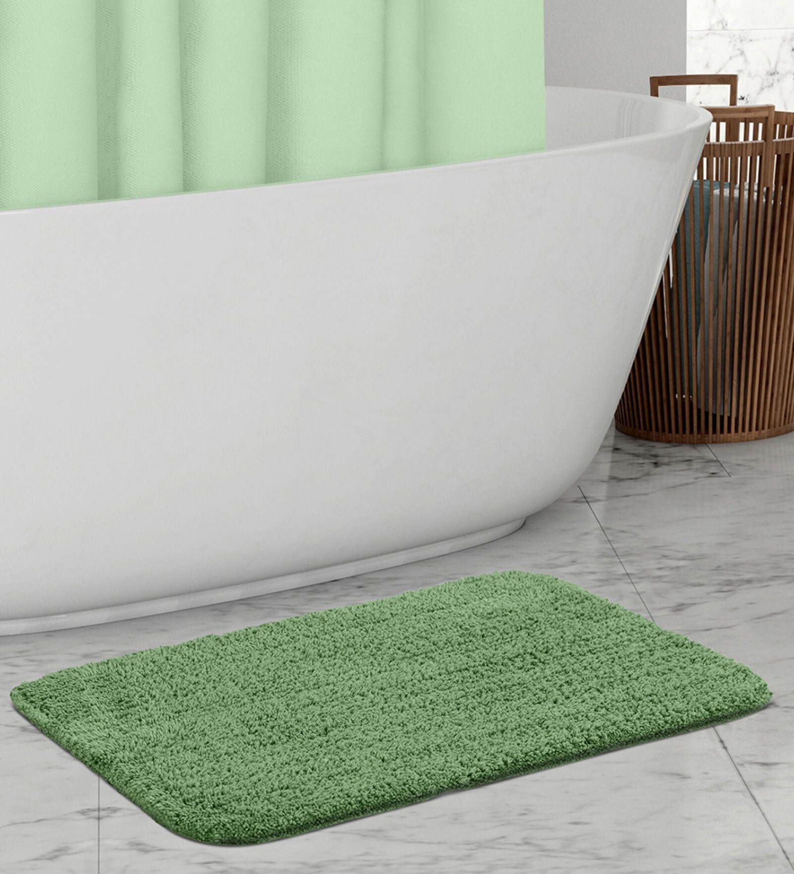 Buy Green Solid 100% Polyester AntiSkid Bathmat at 10% OFF by ...