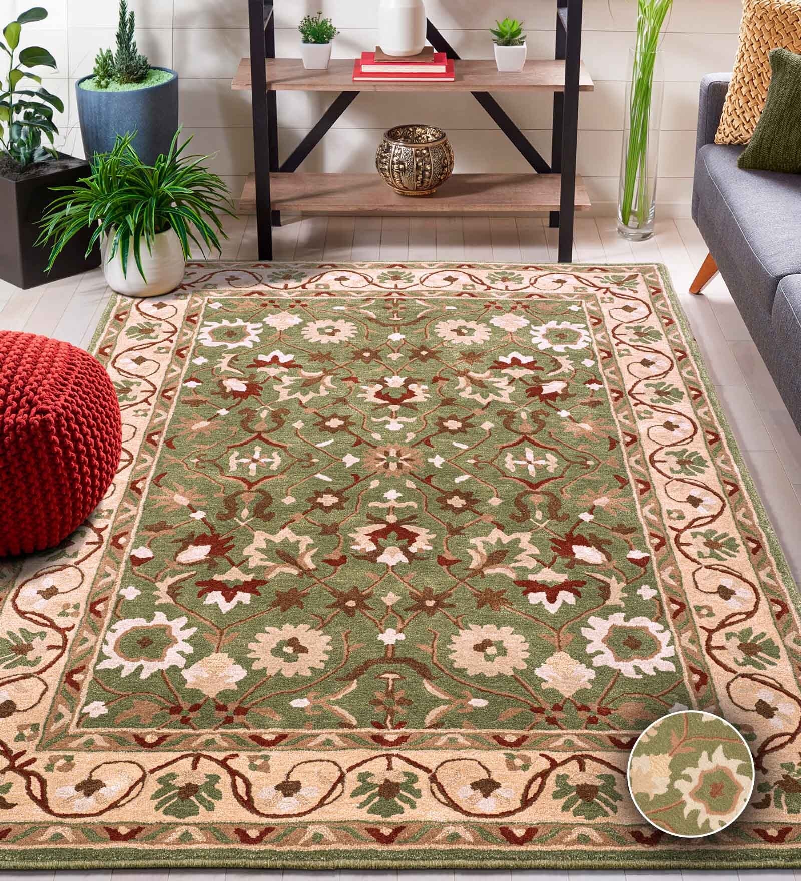 Buy Green Traditional Wool Blend 5' X 7' Hand Tufted Carpet at 9% OFF ...