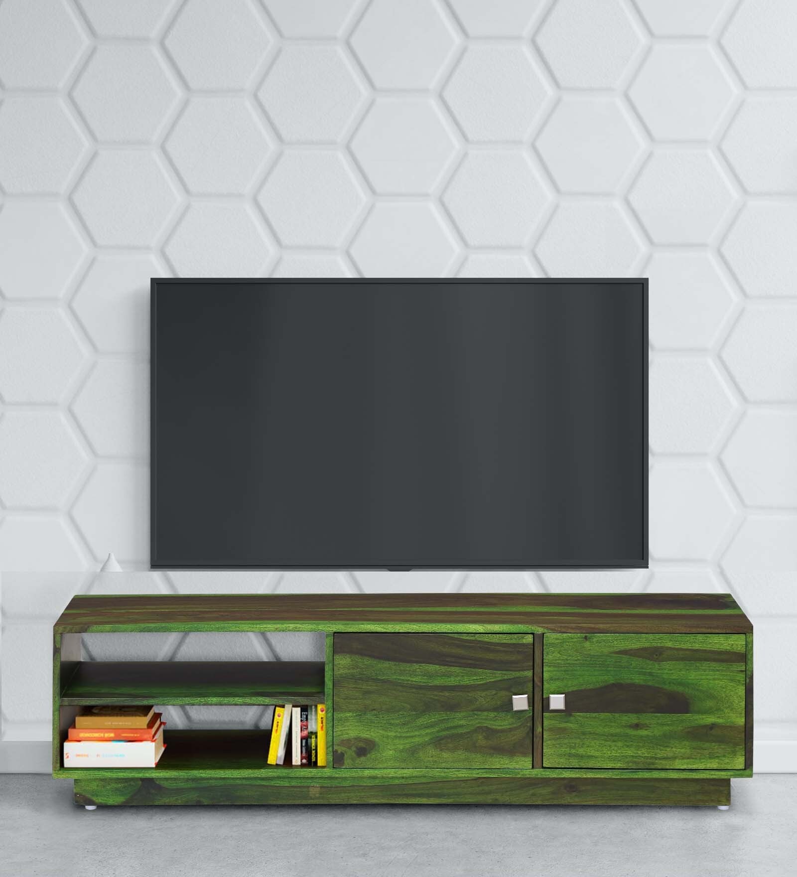 Buy Greta Sheesham Wood TV Console in Spring Green Finish at 1% OFF by ...