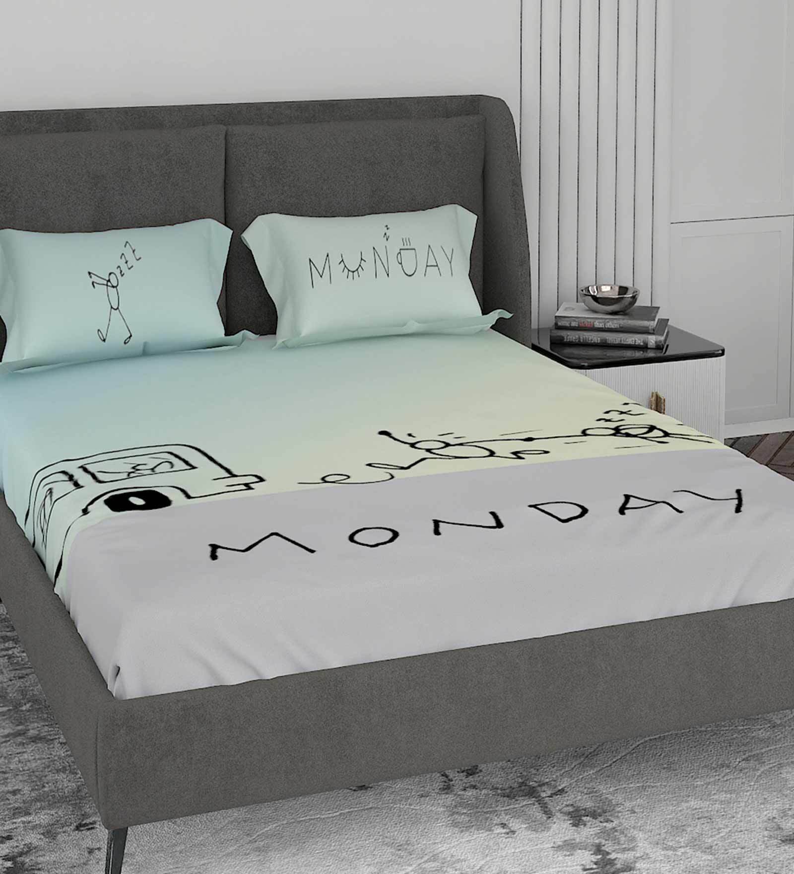 Buy Grey Abstract 220 TC 100 % Cotton Double Bedsheet With 2 Pillow Covers by LABHAM at 60% OFF ...