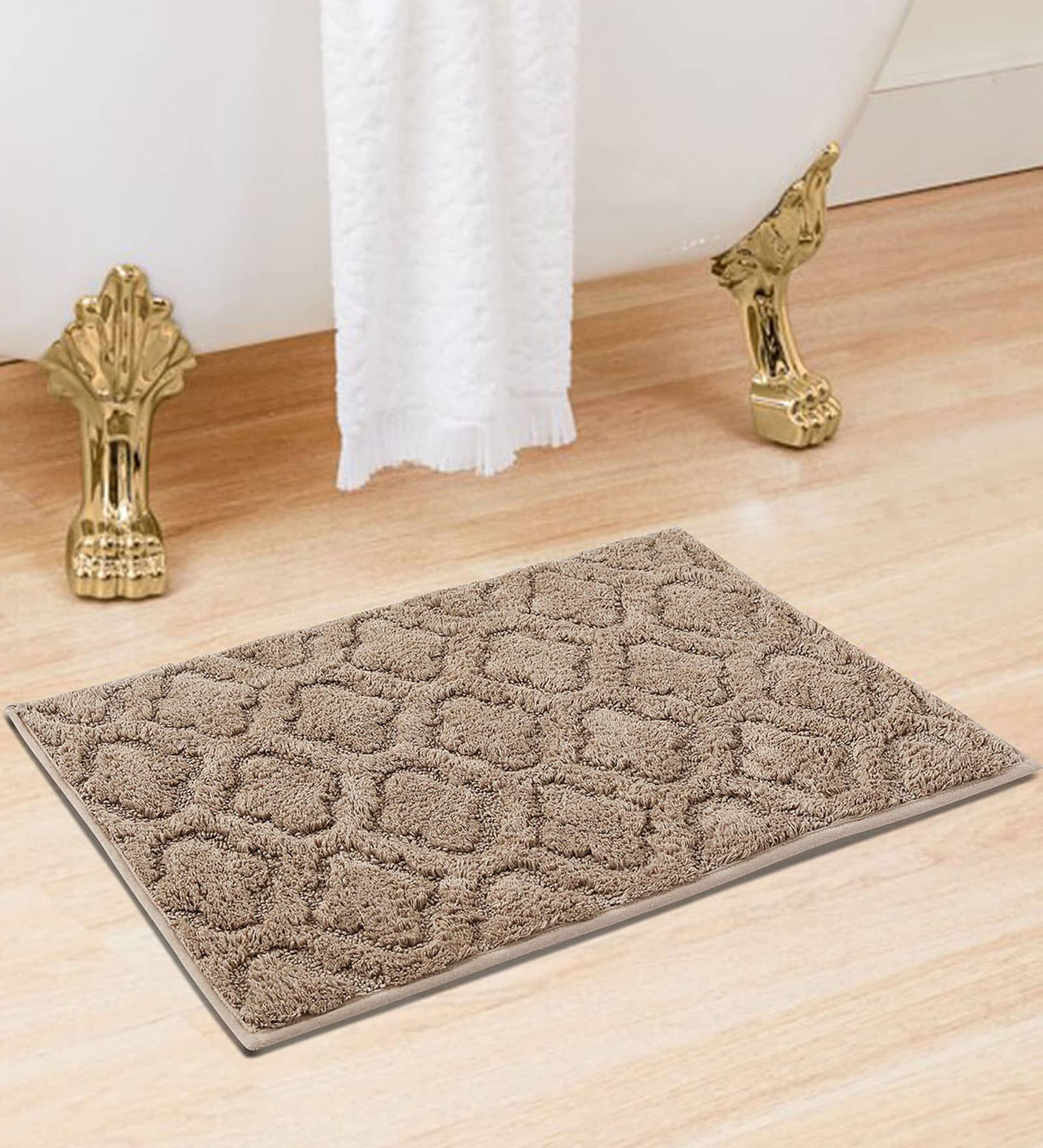 Buy Grey Cotton 40X60 Inches Bath Mat by Obsessions Online - Abstract ...