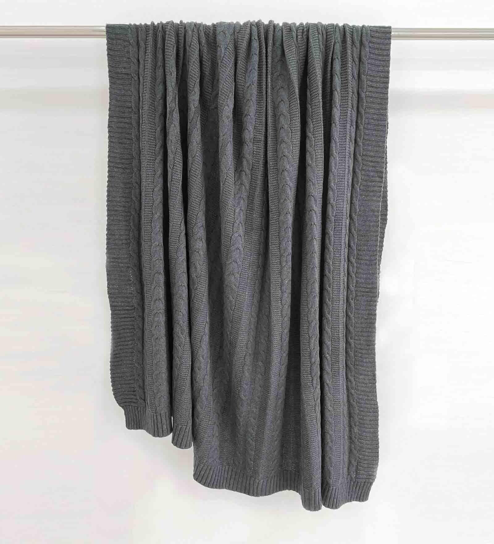 Buy Grey Solid 100% Cotton 52 x 72 Inches Sofa Throw at 36% OFF by AVI ...