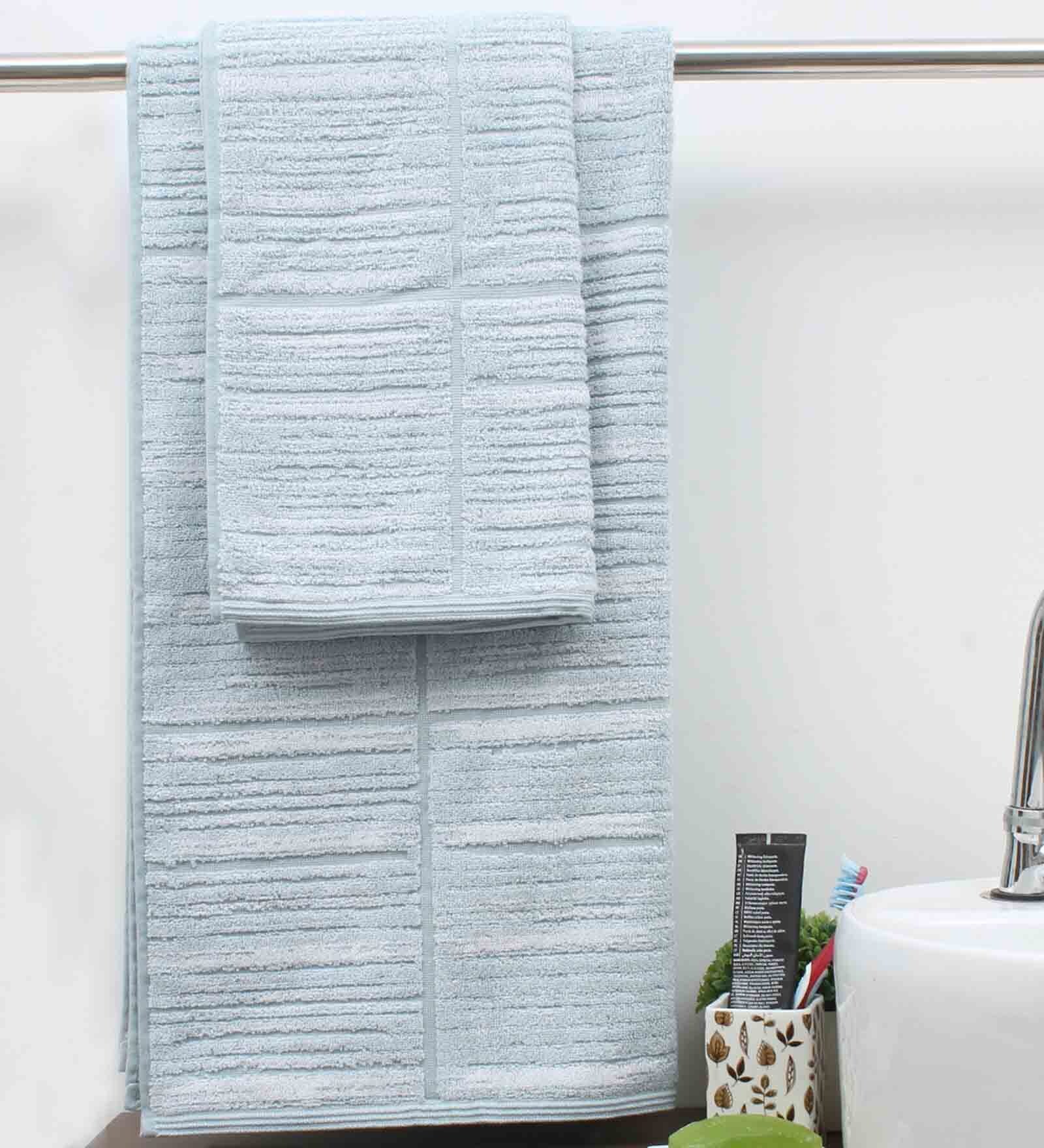 Buy Blue Solid 600 GSM 100 % Cotton 4 Pieces Towel Set by AVI Living at 28% OFF by AVI Living ...