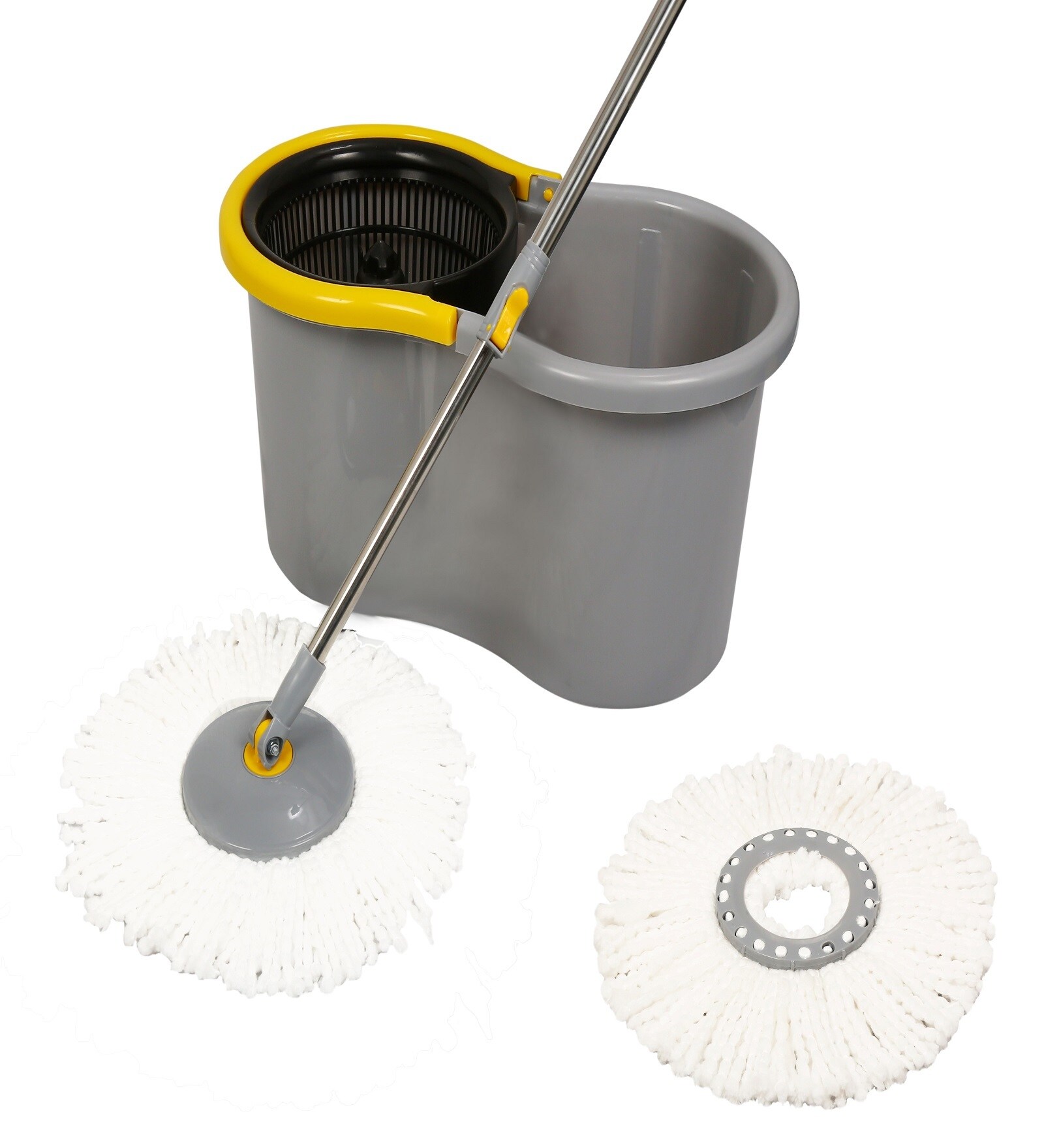Buy Grey 360 Spin Mop Set with Easy Wheels and Additional Refill Mop ...