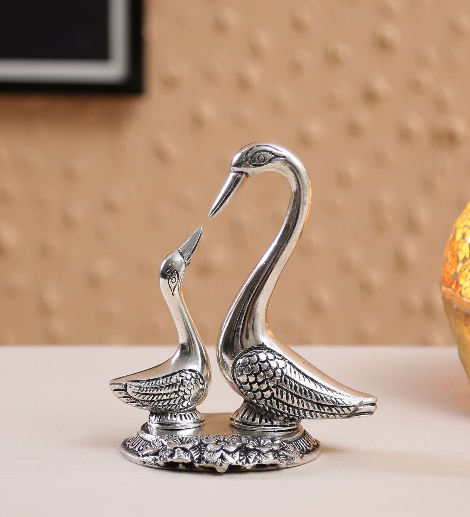 Buy Grey Aluminium Swan Set Small Figurine by Handicrafts Paradise at ...