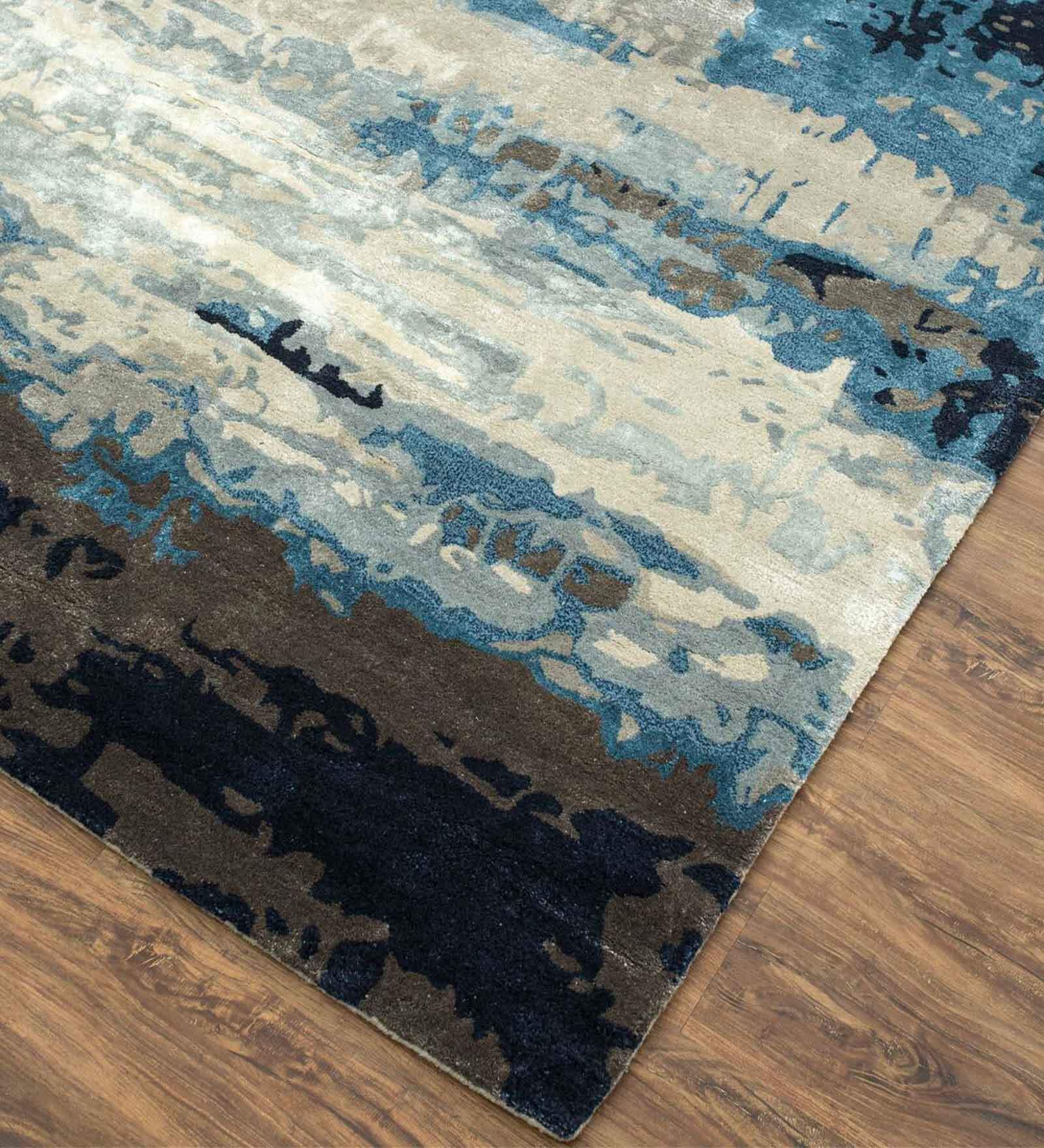 Buy Multicolor Abstract Wool 4 ft x 6 ft Hand Tufted Carpet by Jaipur ...