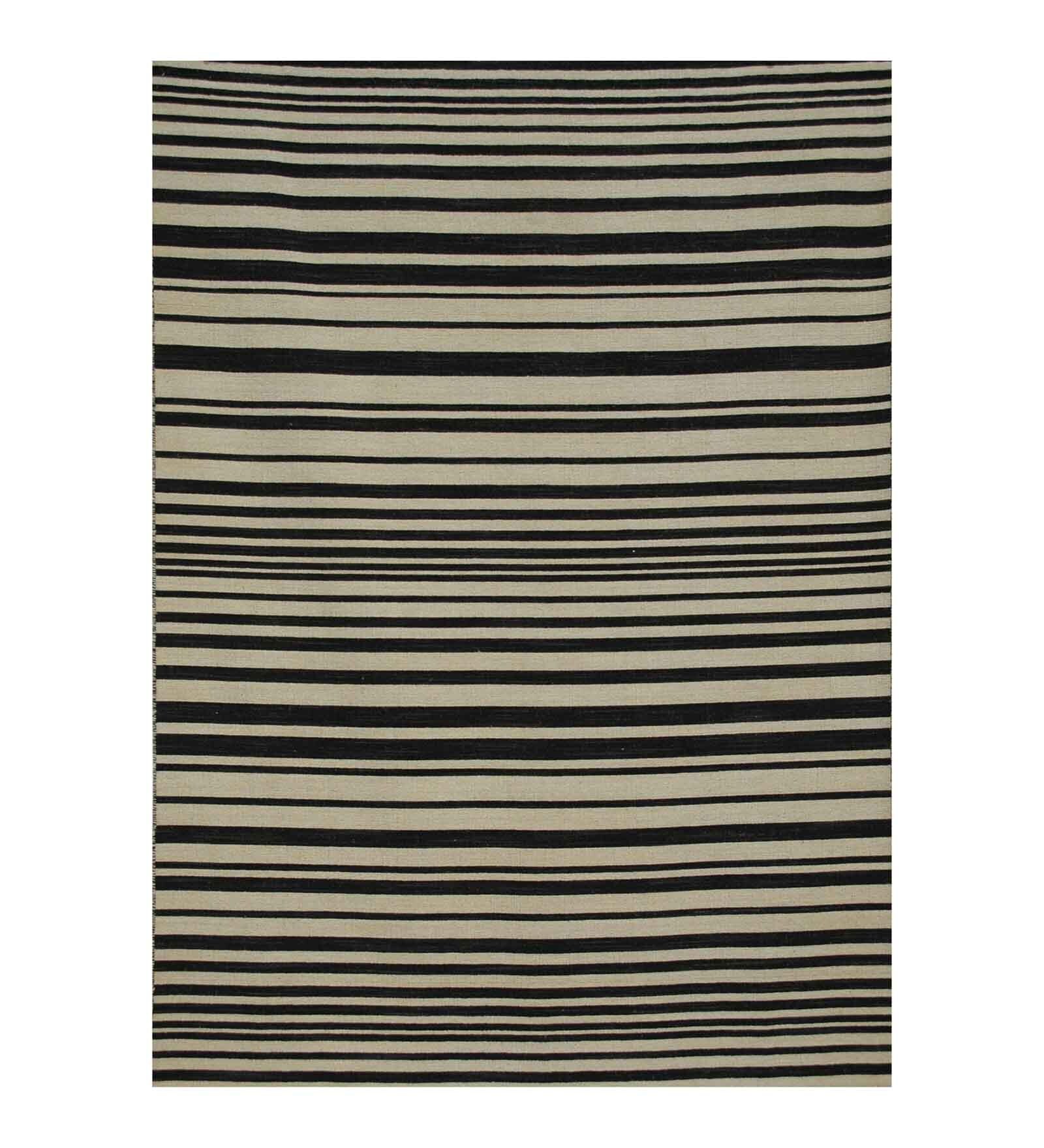 Buy Grey Striped Wool 5 ft X 3 ft Flat Weave Carpet at 100% OFF by ...