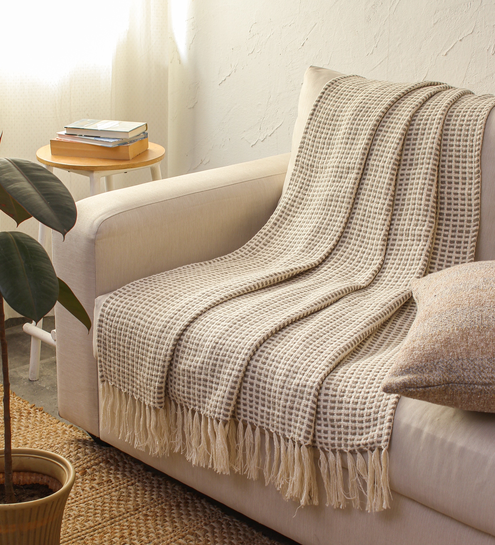 Buy Grey Cotton 52x60 Inches Sofa Throw by House This at 5% OFF by ...