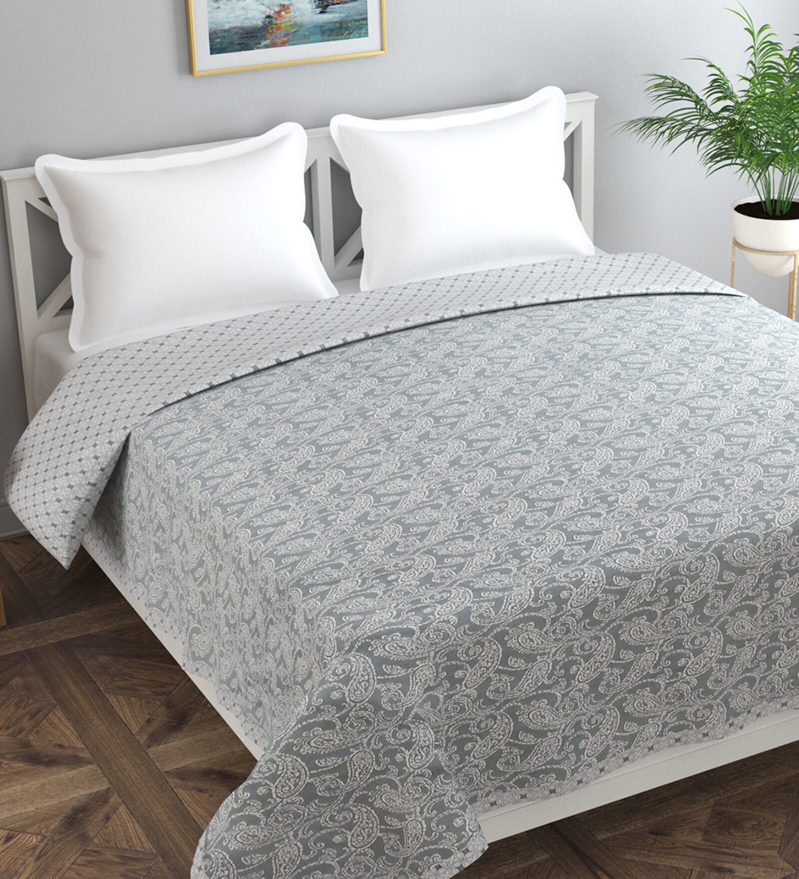 Buy Grey Cotton Reversible AC Room Double Bed Dohar at 40% OFF by ...