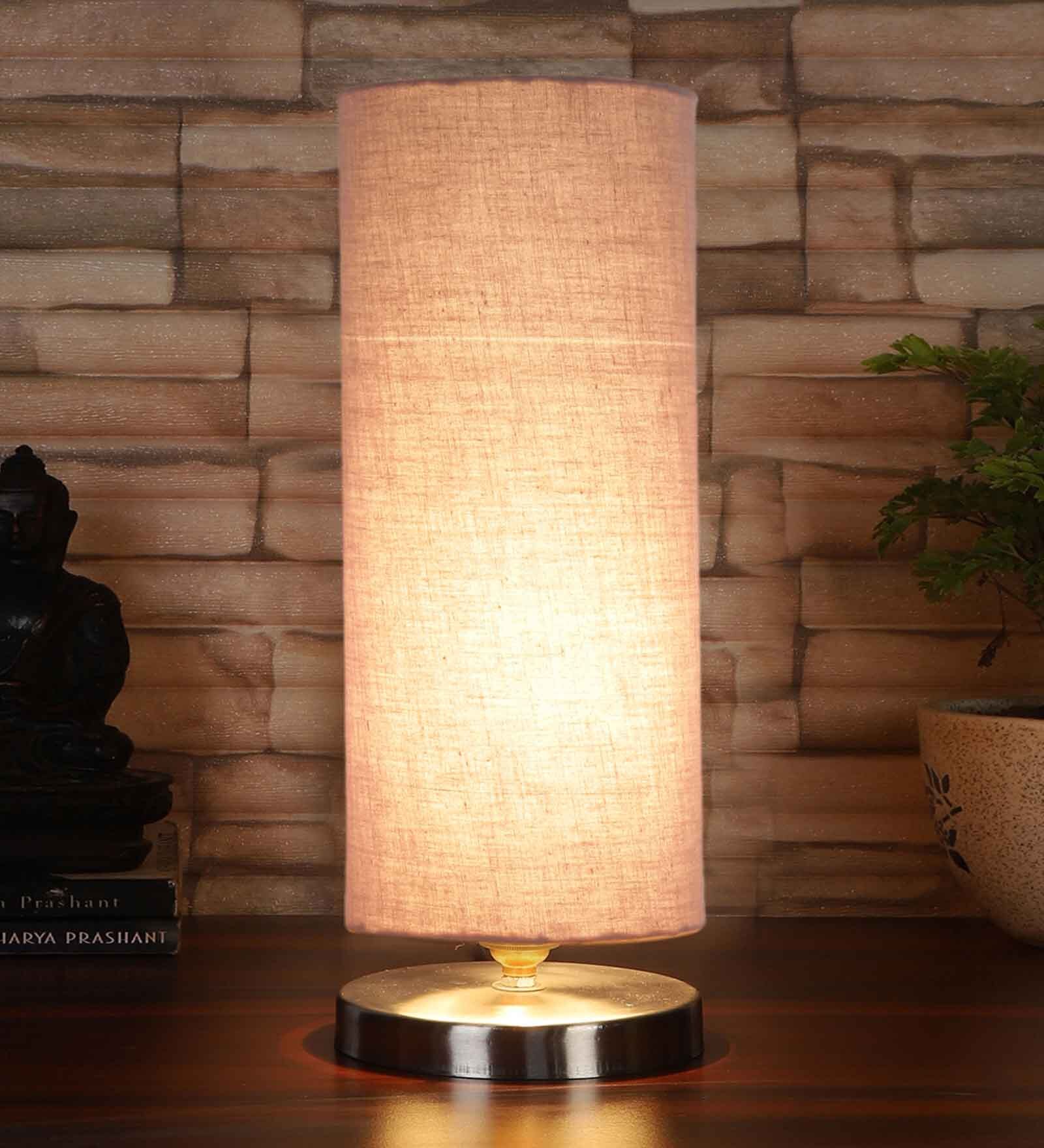 Buy Grey Cotton table lamp with Steel Base -6 at 55% OFF by New Era ...