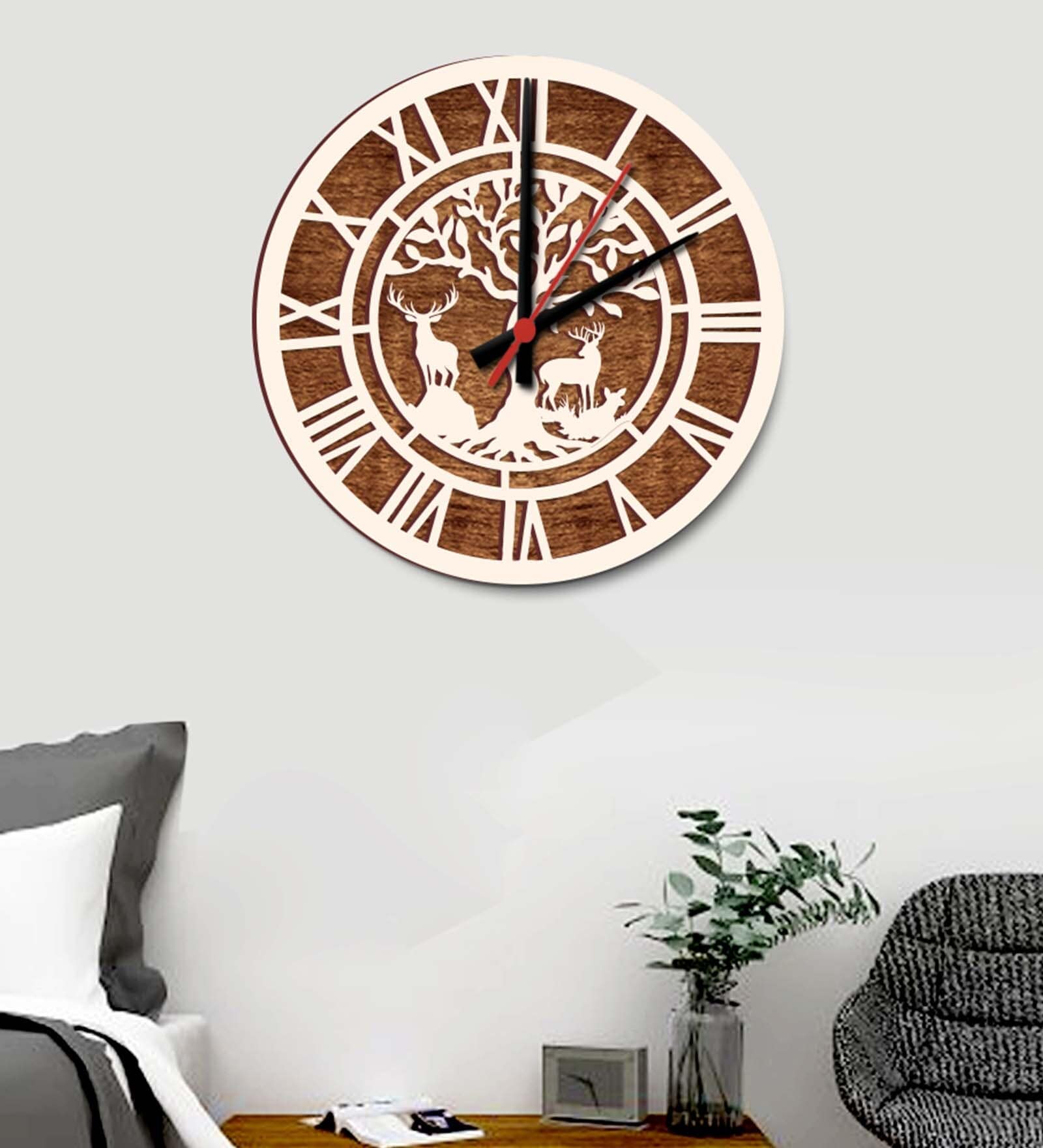 Buy Brown Engineered Wood Analog Wall Clock By WallMantra at 42% OFF by ...