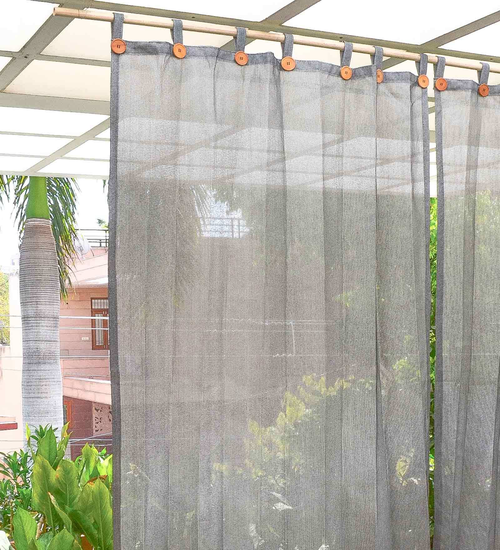 Buy Grey HDPE Semisheer 4.5 Feet Rod Pocket Curtain (Set of 2) by HIPPO ...