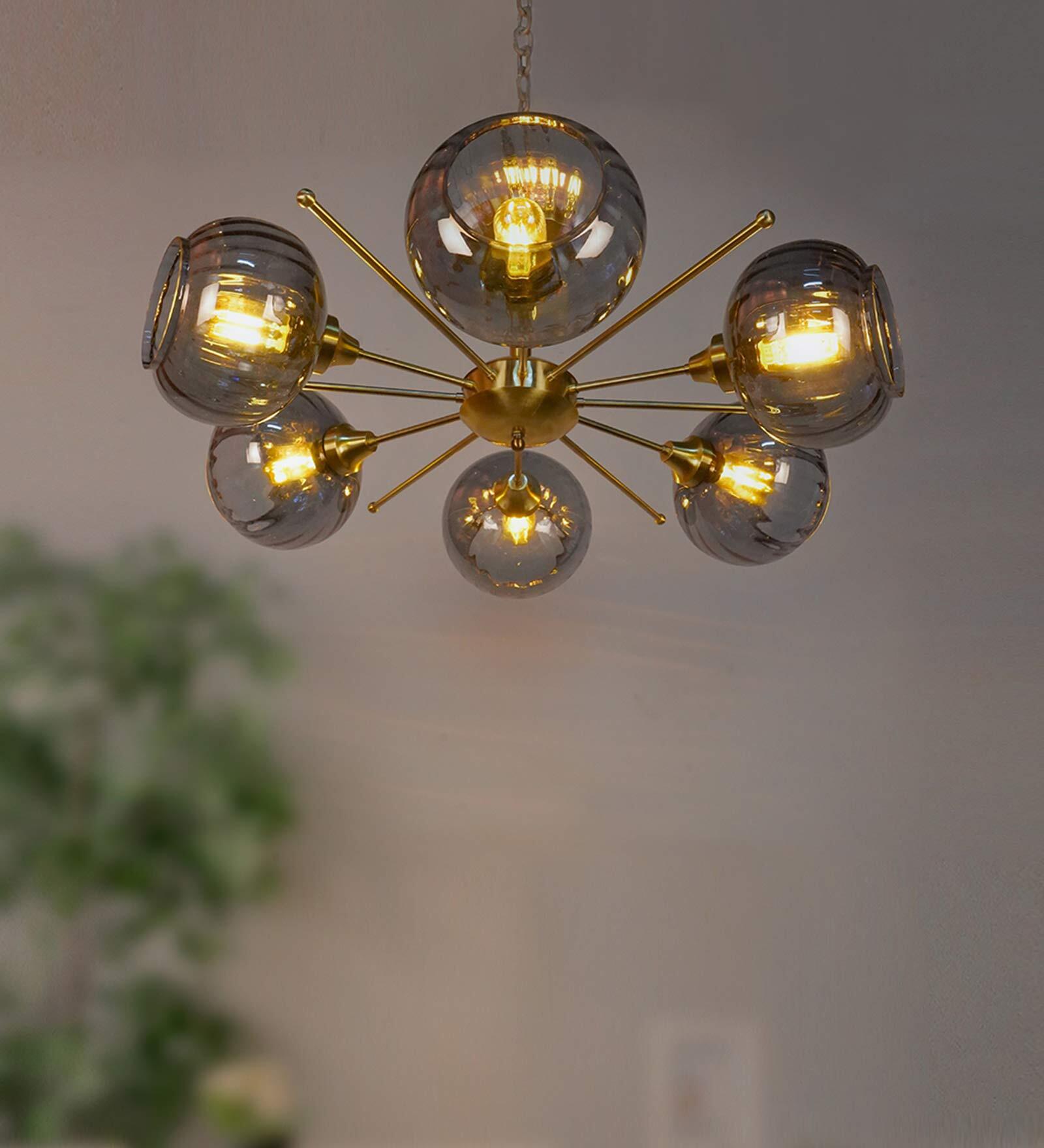 Buy Grey Metal 6 Light Chandelier By Fos Lighting by Fos Lighting ...