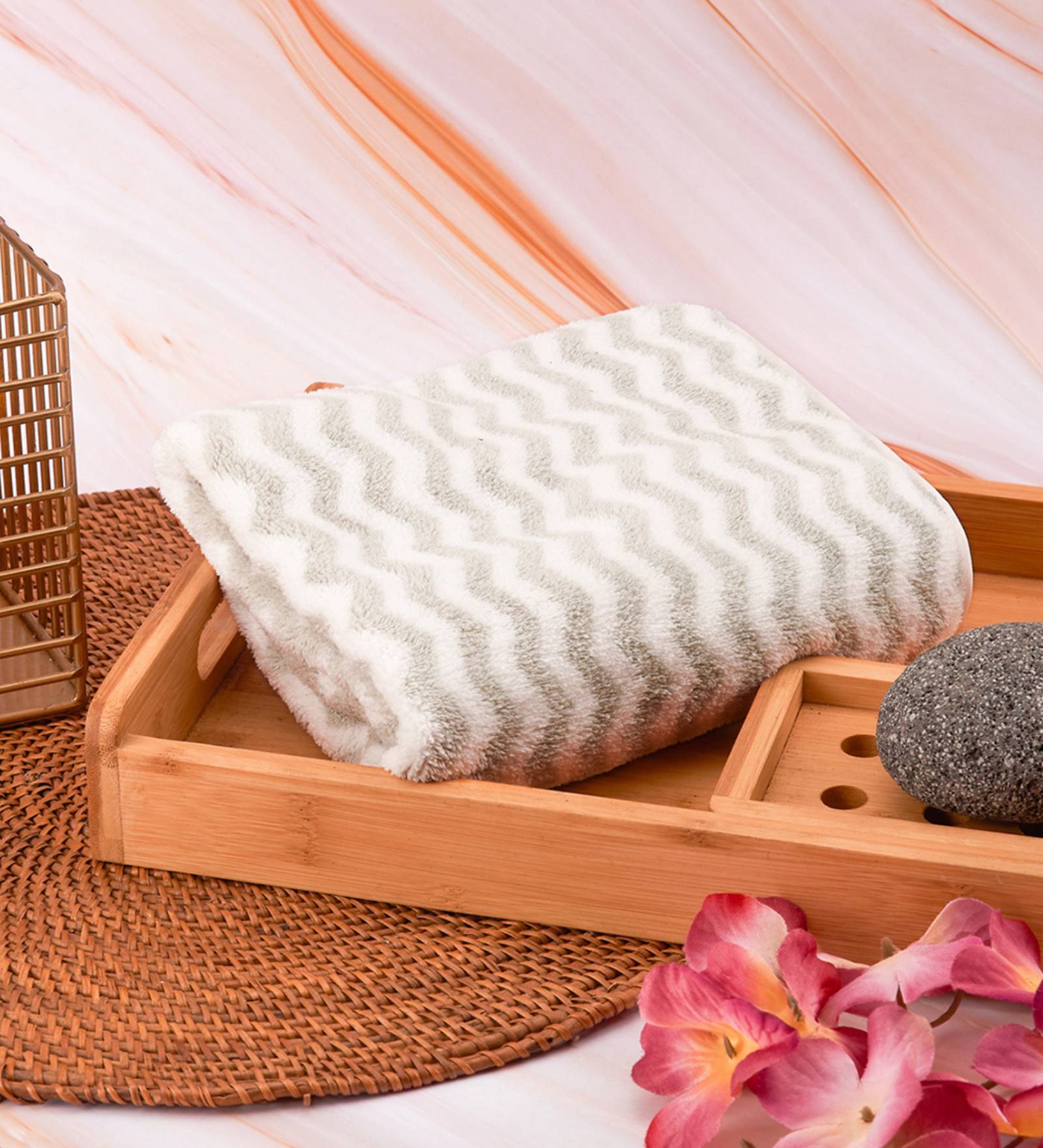 Buy Grey Microfiber Patterned 350 GSM 3 Pcs Hand Towels by Black Gold ...