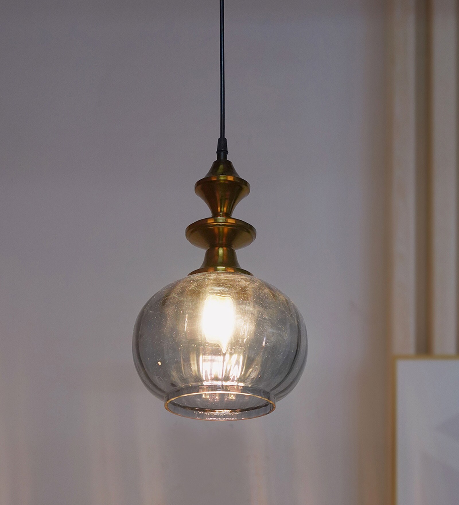 Buy Grey Mild Steel and Glass Single Hanging Light by Fos lighting at 8 ...