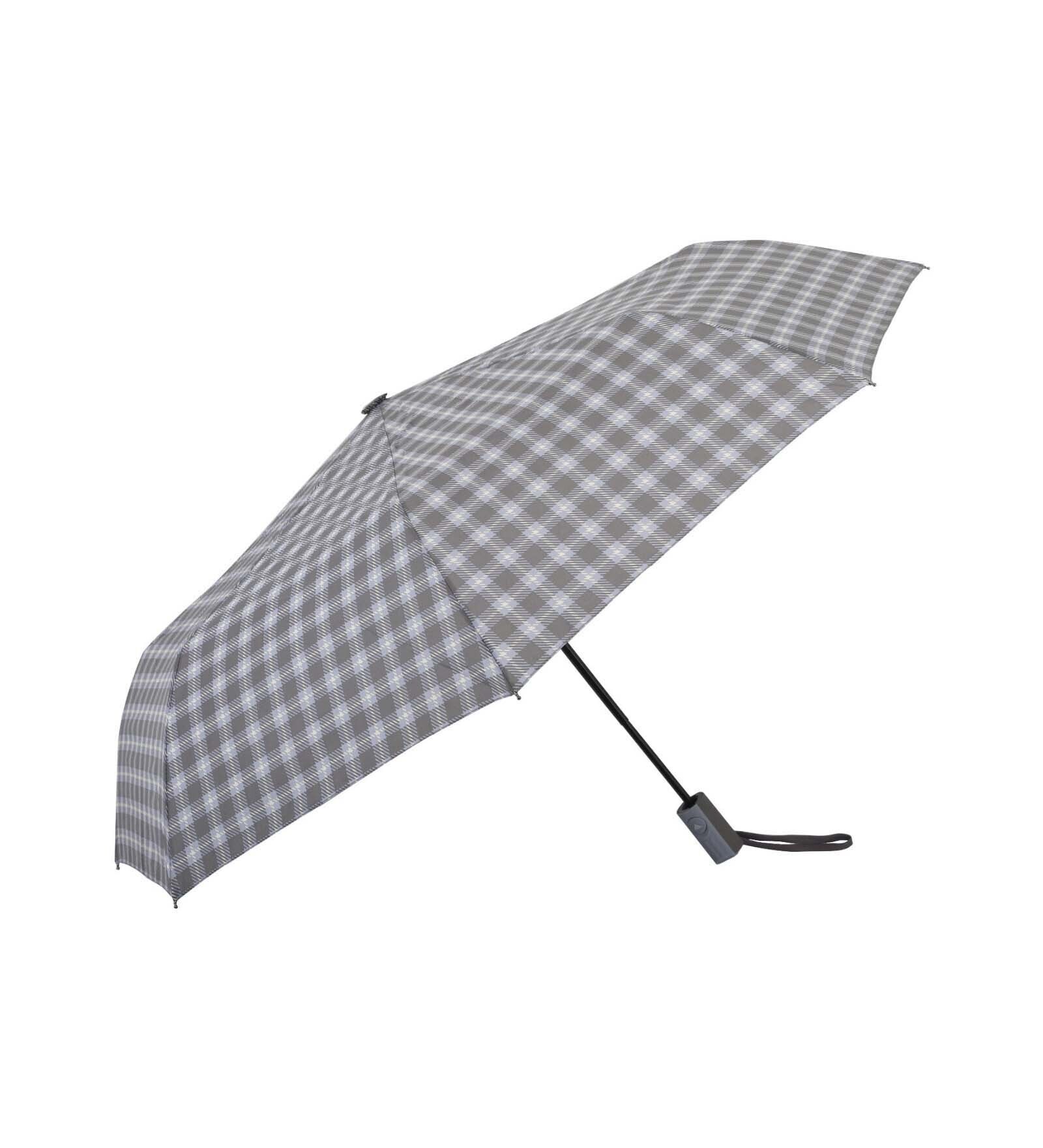 Buy Grey Nylon Checkered Printed Semi Automatic fold Umbrella at 50% ...
