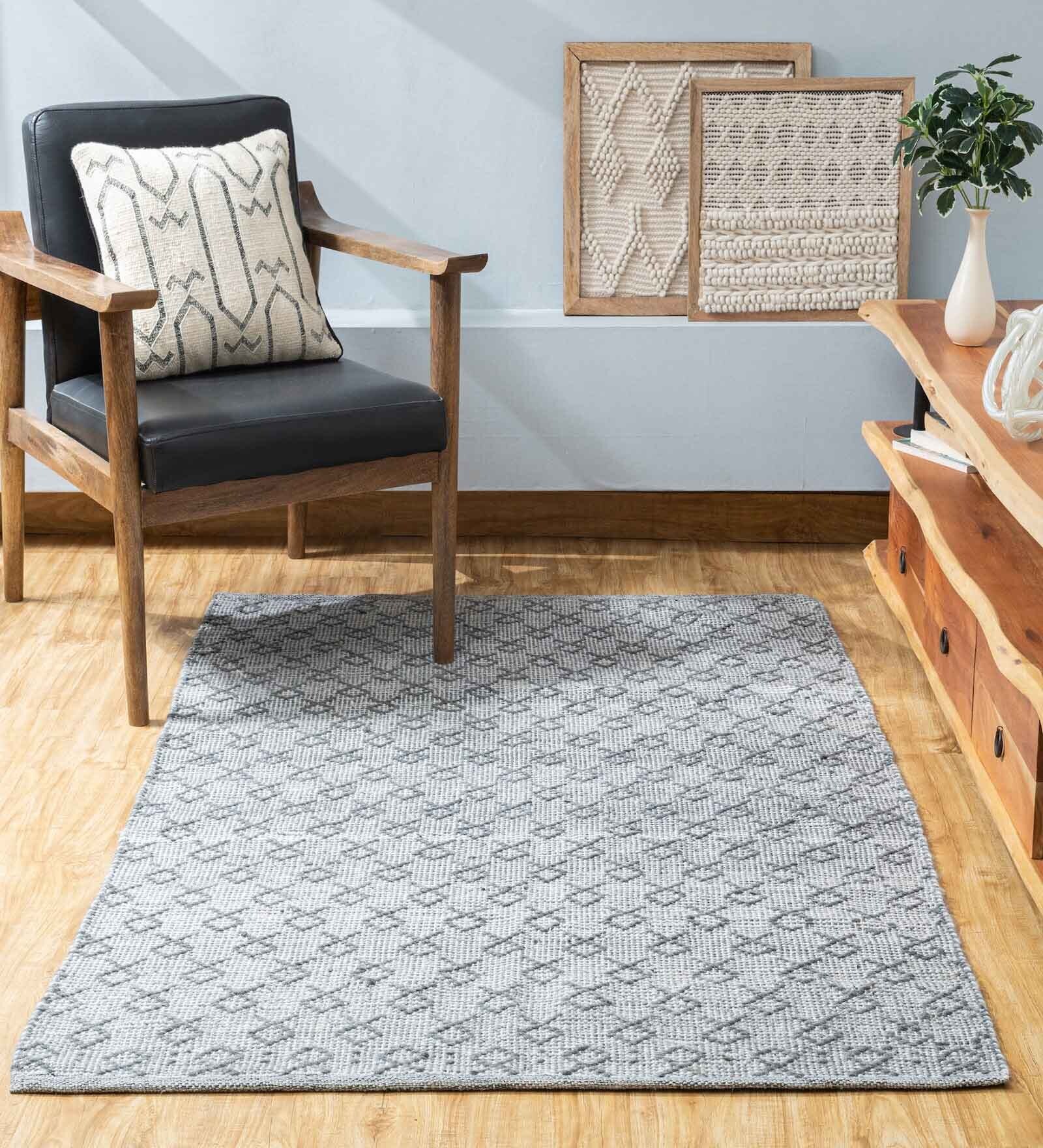 Buy Grey Pet Yarn 4 ft X 6 ft Hand Woven Dhurrie at 40% OFF by The ...