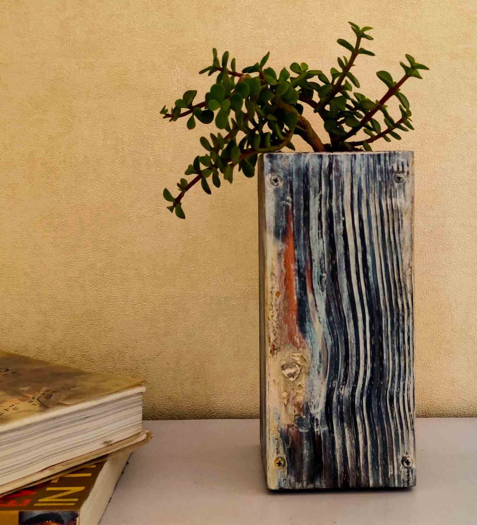 Buy Grey Pinewood Tall Tower Planter at 24% OFF by Soulspiti | Pepperfry