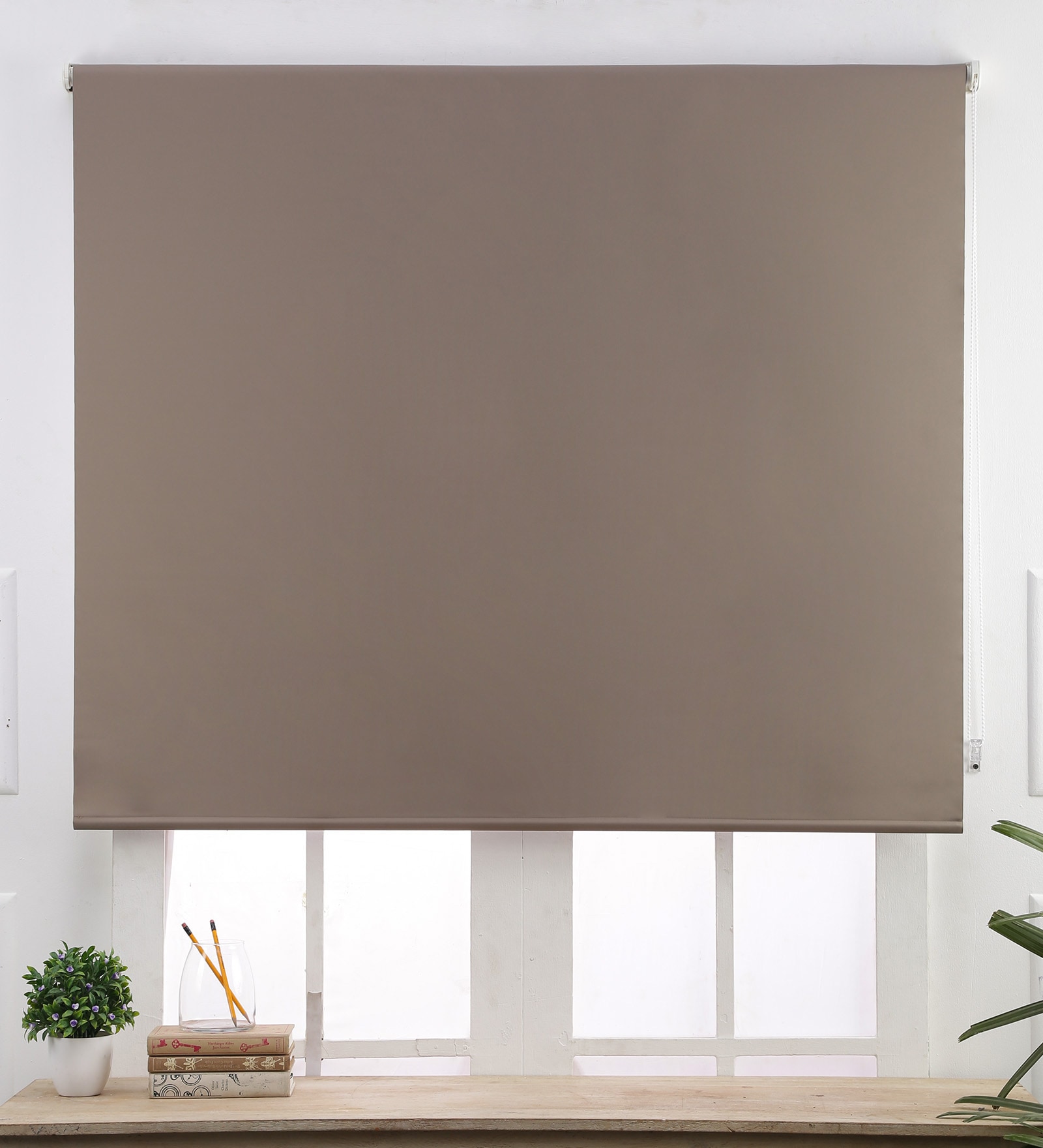 Buy Grey Polyester 7x4.5 Feet Fossil Roller Blind by Deco Window Online ...