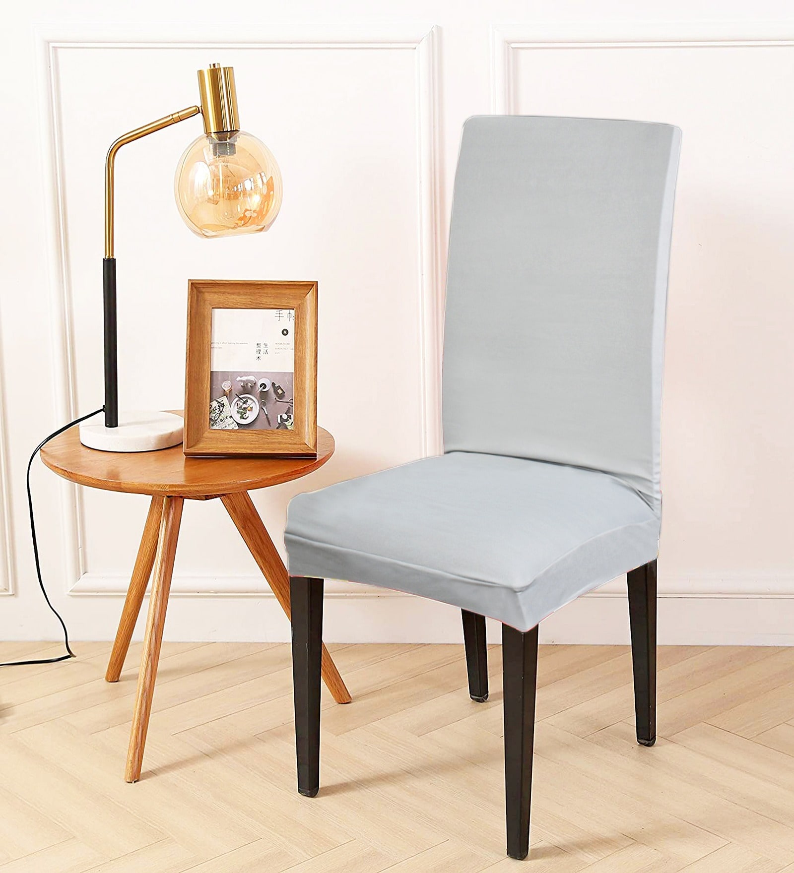 Buy Grey Solid Polyester 14x38 Inches Chair Covers (Set of 6) by Ohello ...