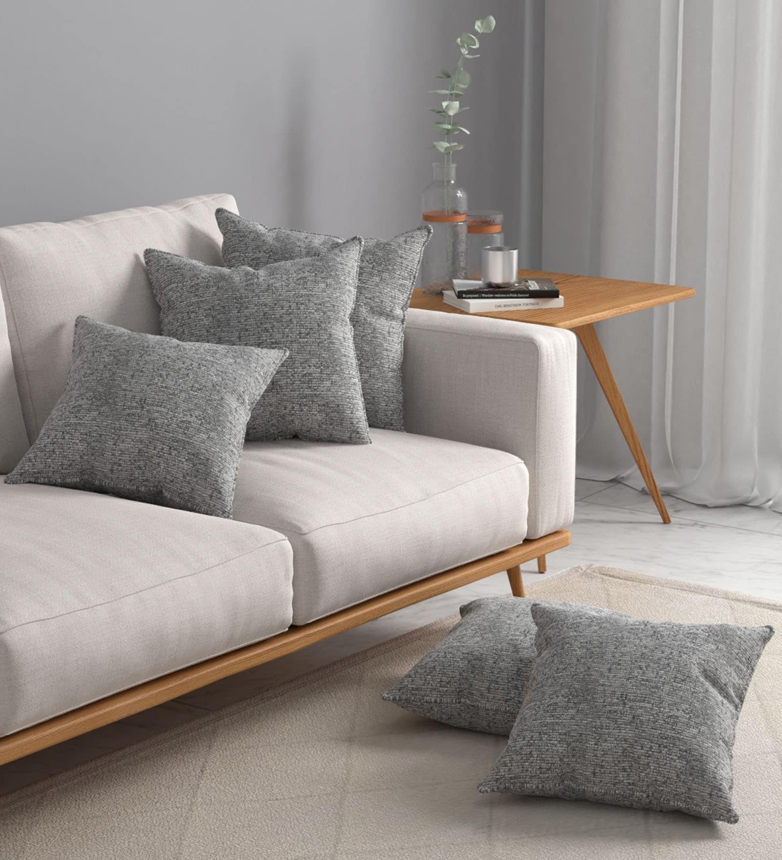 Buy Dark Grey Textured Polyester 16 x 16 Inches Cushion Covers (Set of ...