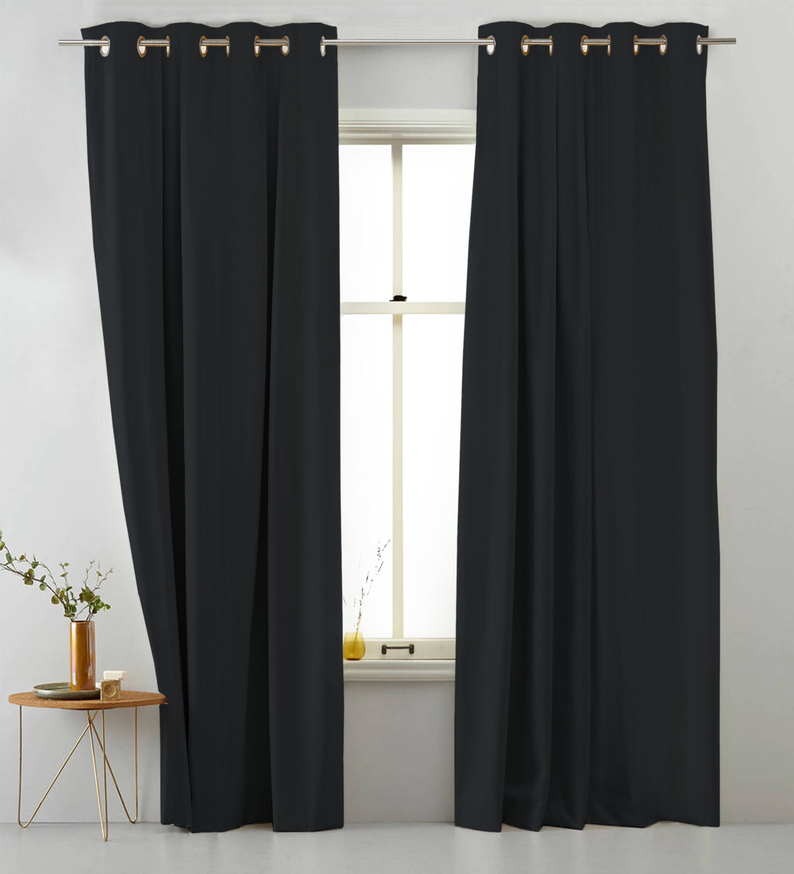 Buy Grey Polyester Solid 9Ft Blackout Eyelet Long Door Curtains (Pack ...