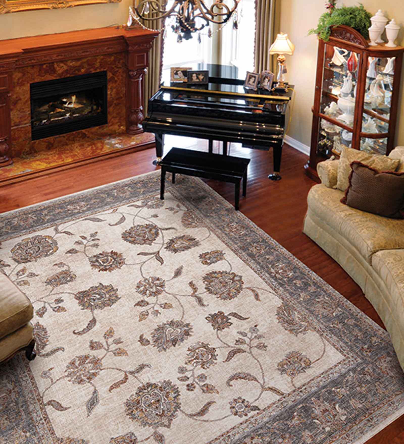 Buy Grey Polyester Traditional 3 x 5 Feet Machine Made Carpet by Ddecor ...