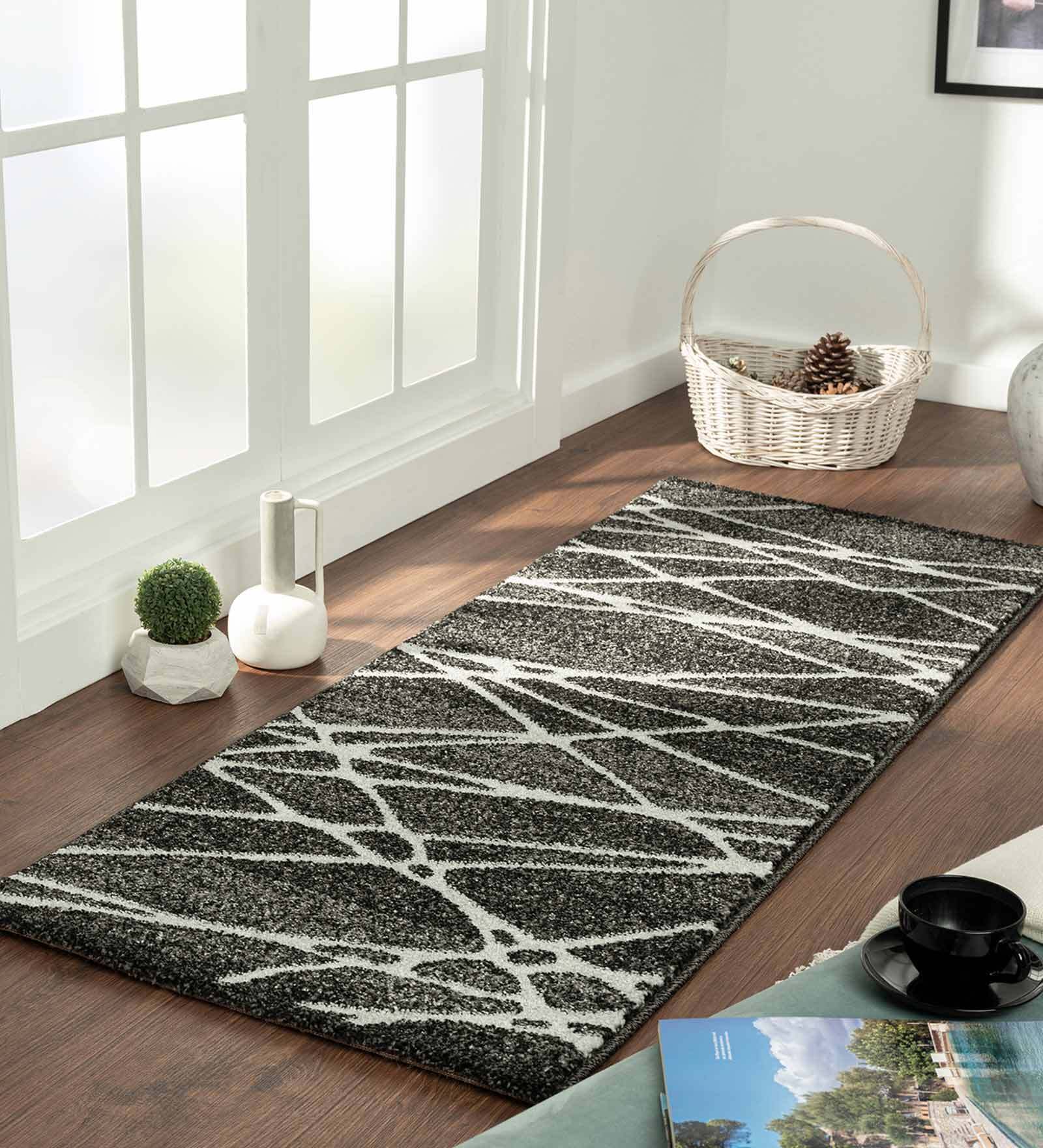 Buy Grey Polypropylene 5 x 2 Feet Machine Bedside Runner By Obsessions ...