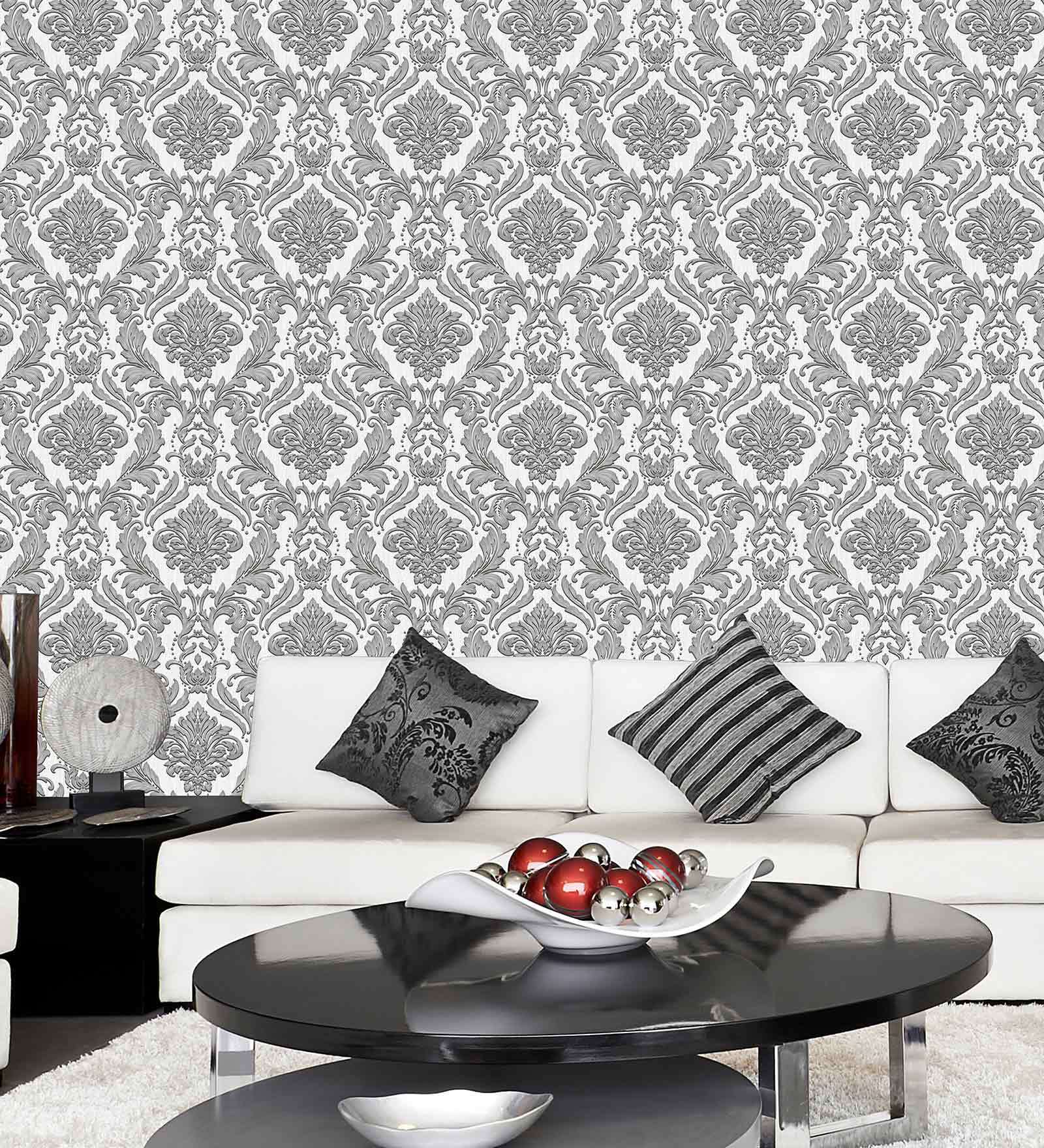 Buy Grey PVC Vinyl Decorative Wallpaper by Interior Xpression Online ...