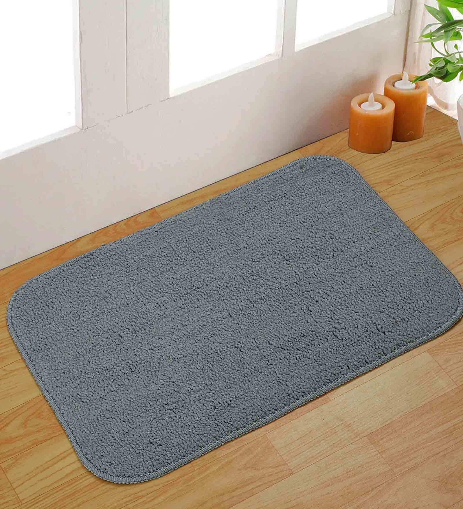 Buy Grey Micro Tufted Solid Pattern 23x15 inch AntiSkid Door Mat by ...