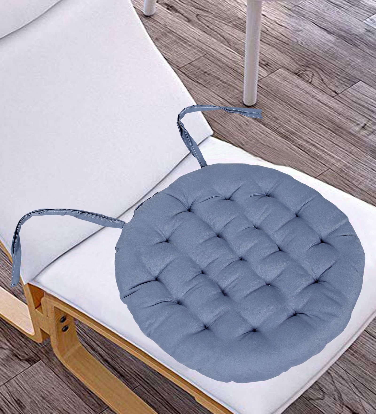Buy Satin Grey Cotton Filled 16X16 Inch Chair Pads (Set Of 2) By Hosta ...