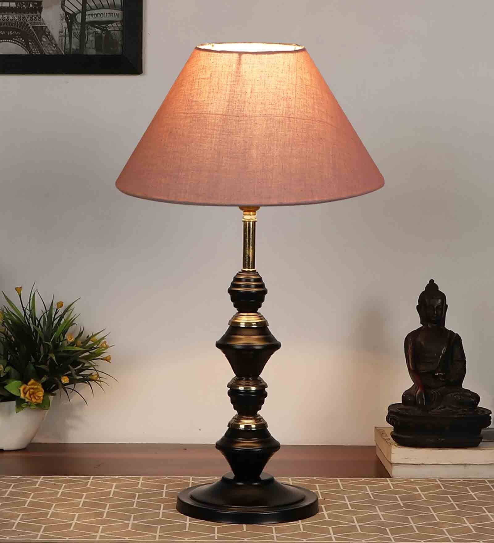 Buy Grey Shade Table Lamp With Shade Table Lamp With Iron Base By New ...