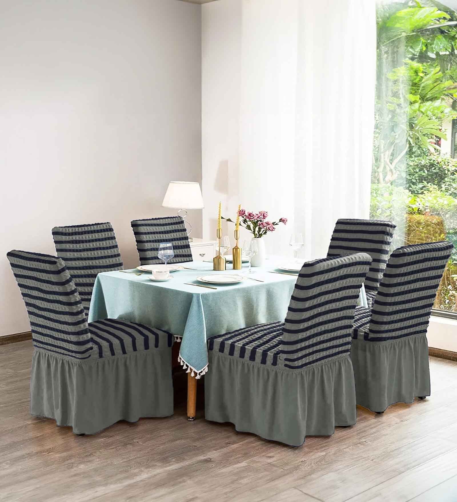 Buy Grey Solid Polyester (Pack of 6) Seater Chair Cover at 61% OFF by ...