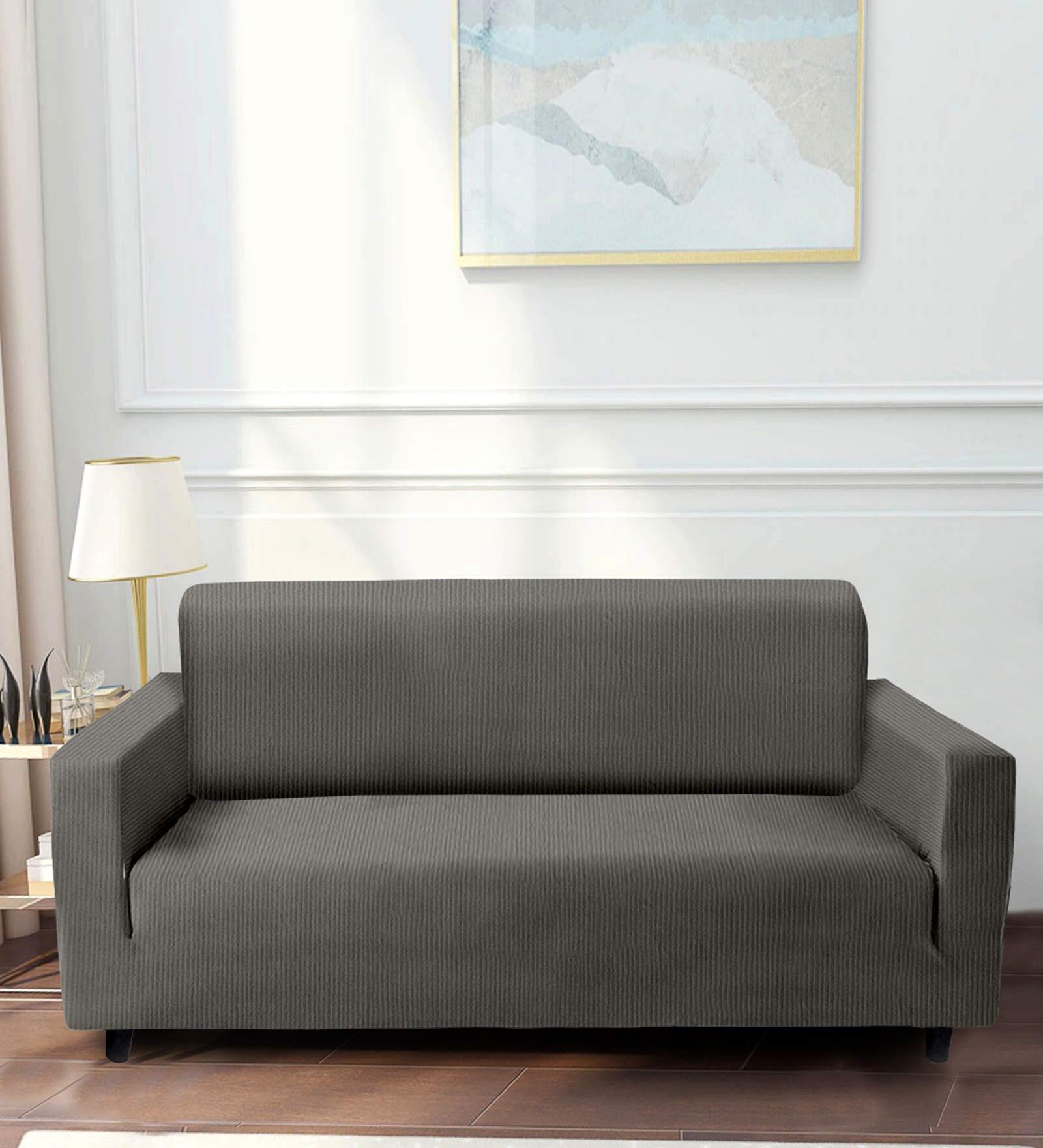 Buy Grey Solid Polyester 73x57 Inches 2 Seater Sofa Cover at 67% OFF by ...