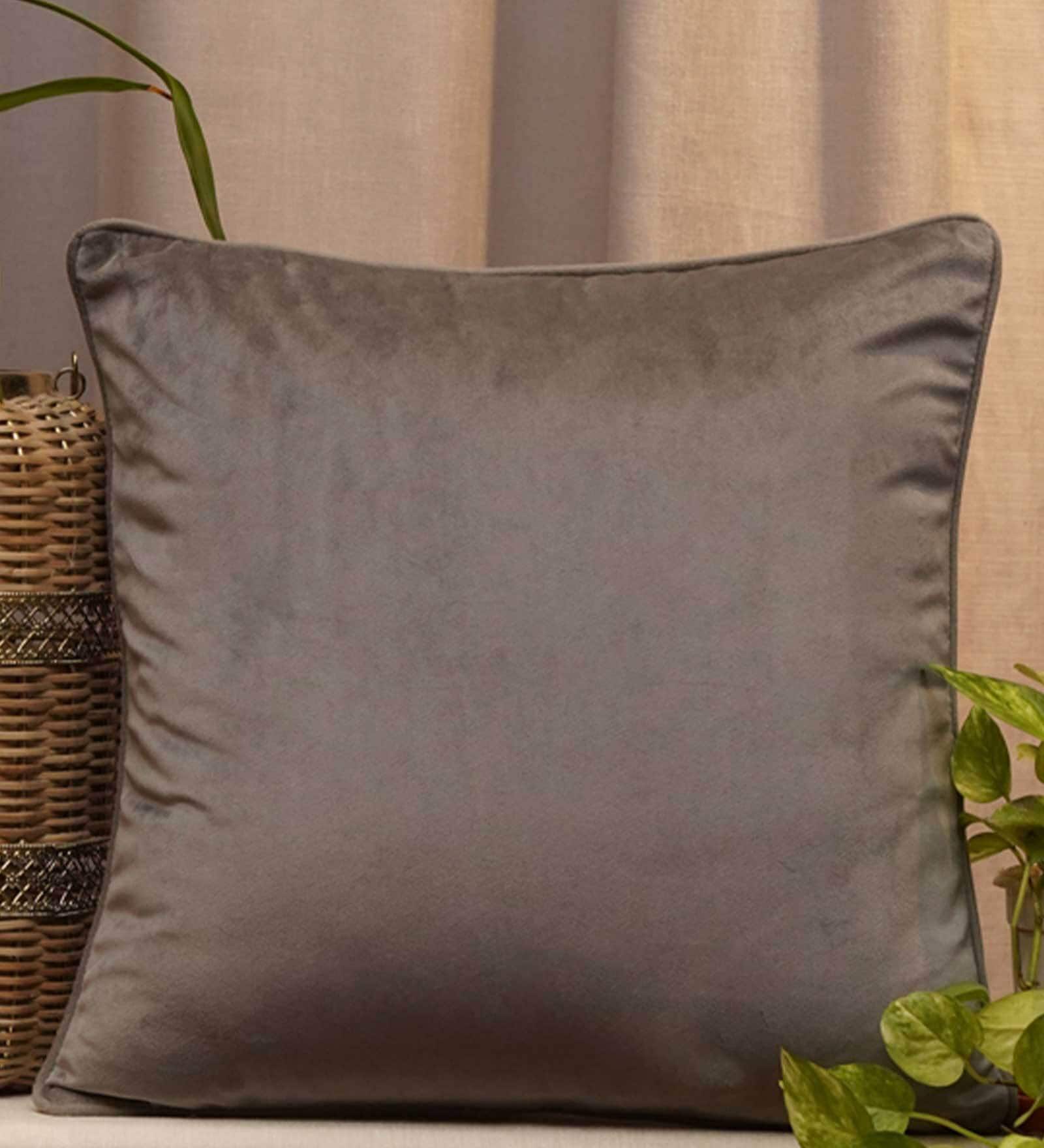 Buy Grey Solid Velvet 20 x 20 Inches Cushion Cover at 19% OFF by Zeba ...