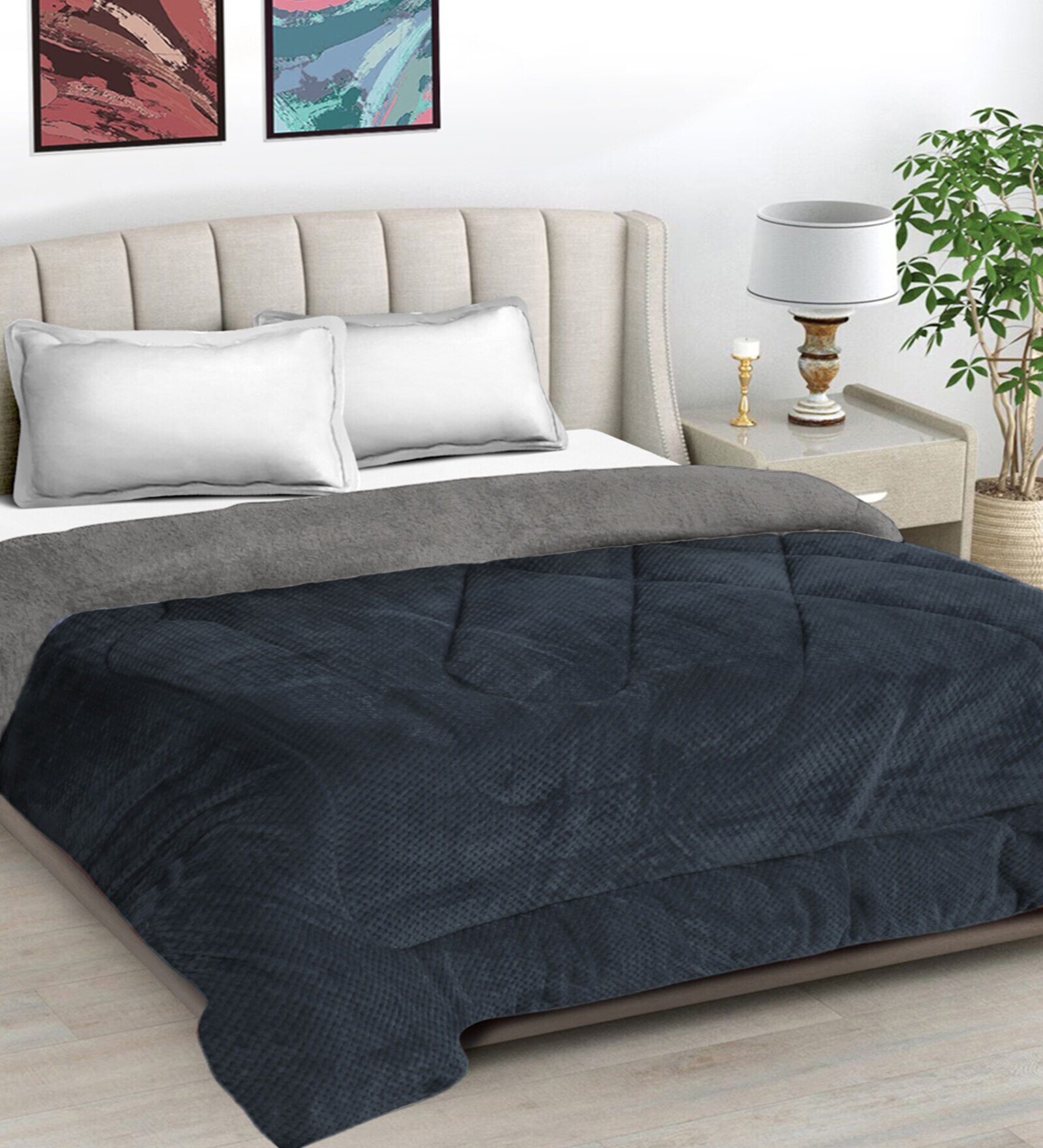 Buy Grey Wool Geometric 950 GSM Double Bed Quilt at 70% OFF by ...