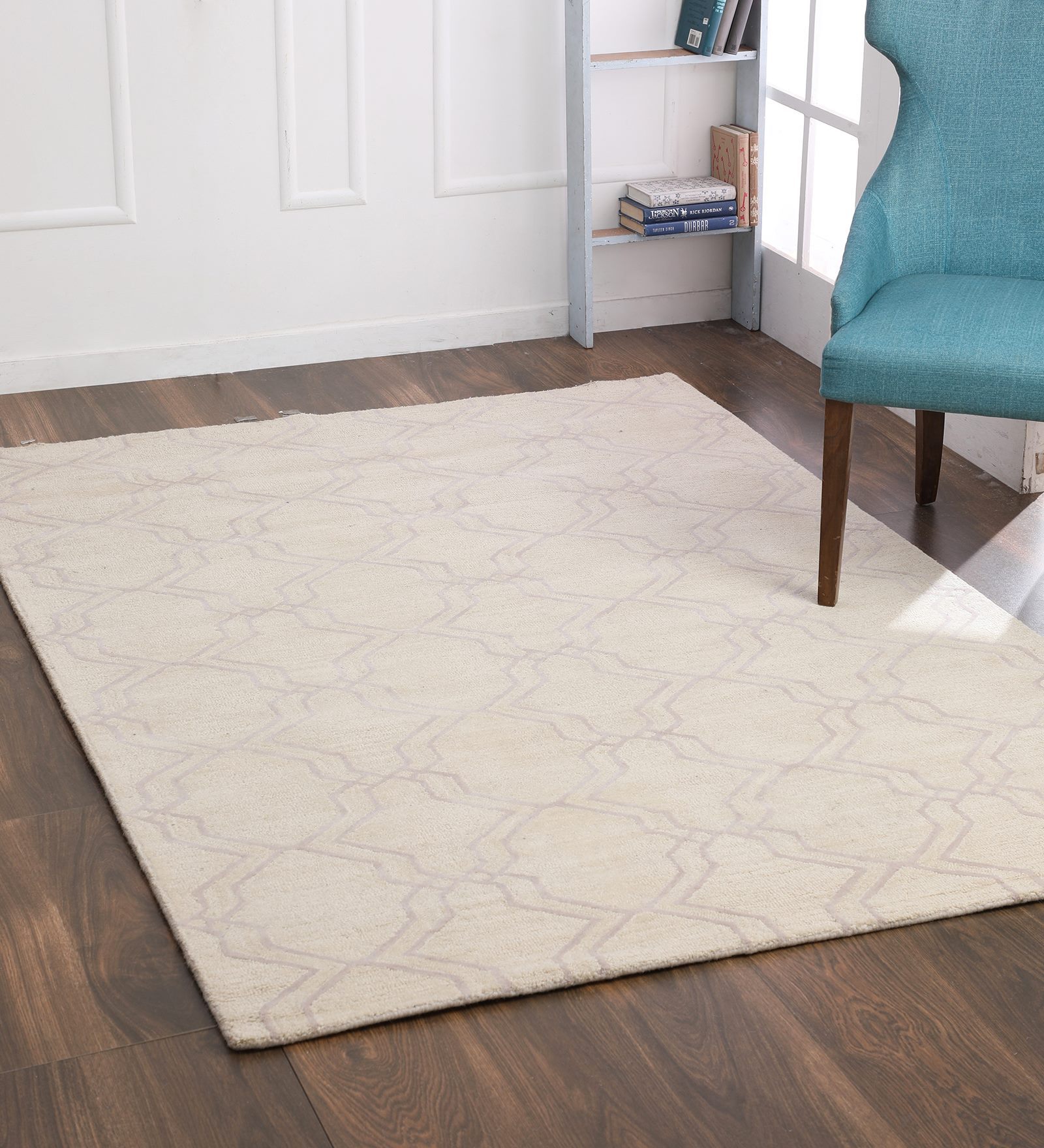 Buy Beige Abstract Pattern Hand Tufted Wool Carpet 7 x 5 feet by ...
