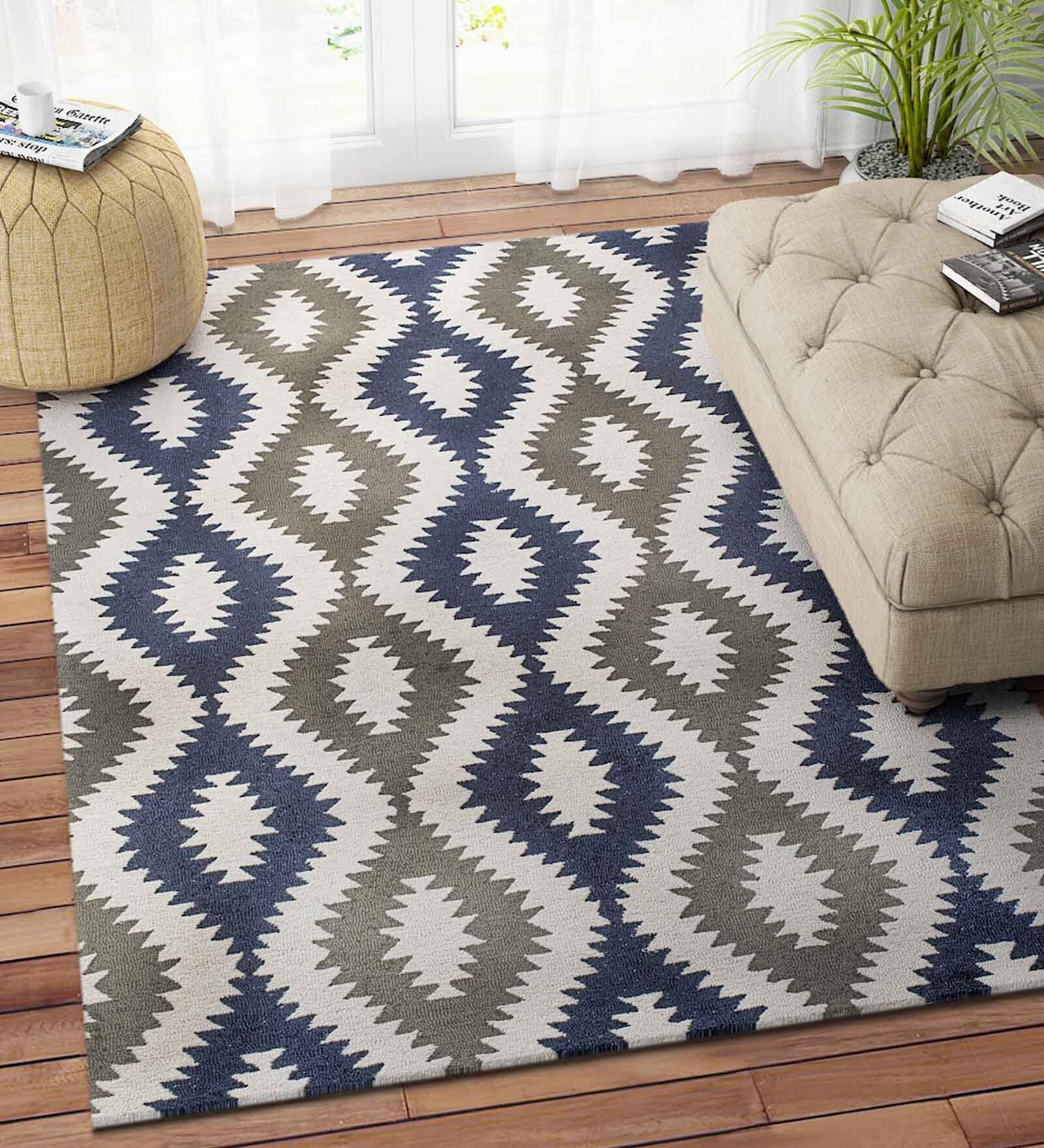 Buy Grey Abstract Wool 5 ft x 8 ft Hand Tufted Carpet by Imperial Knots ...