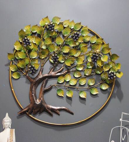 Buy Iron Decorative Tree Wall Art In Gold By Malik Design Online ...