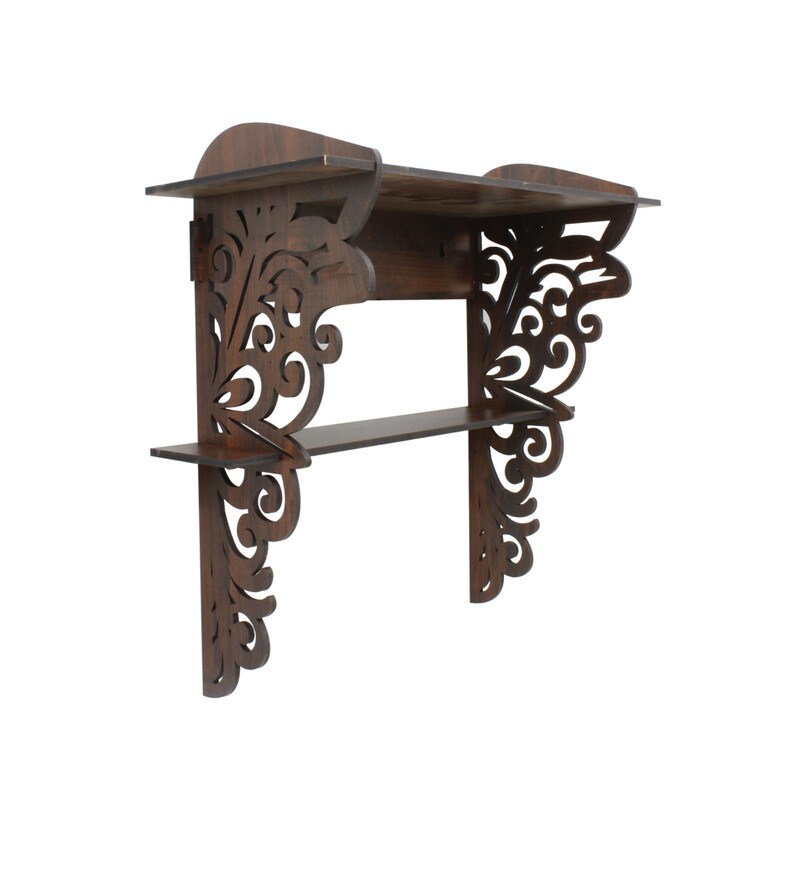 Buy Greek Brown 2 Tier MDF Wall Shelve by Random Online - Fixed Bracket ...